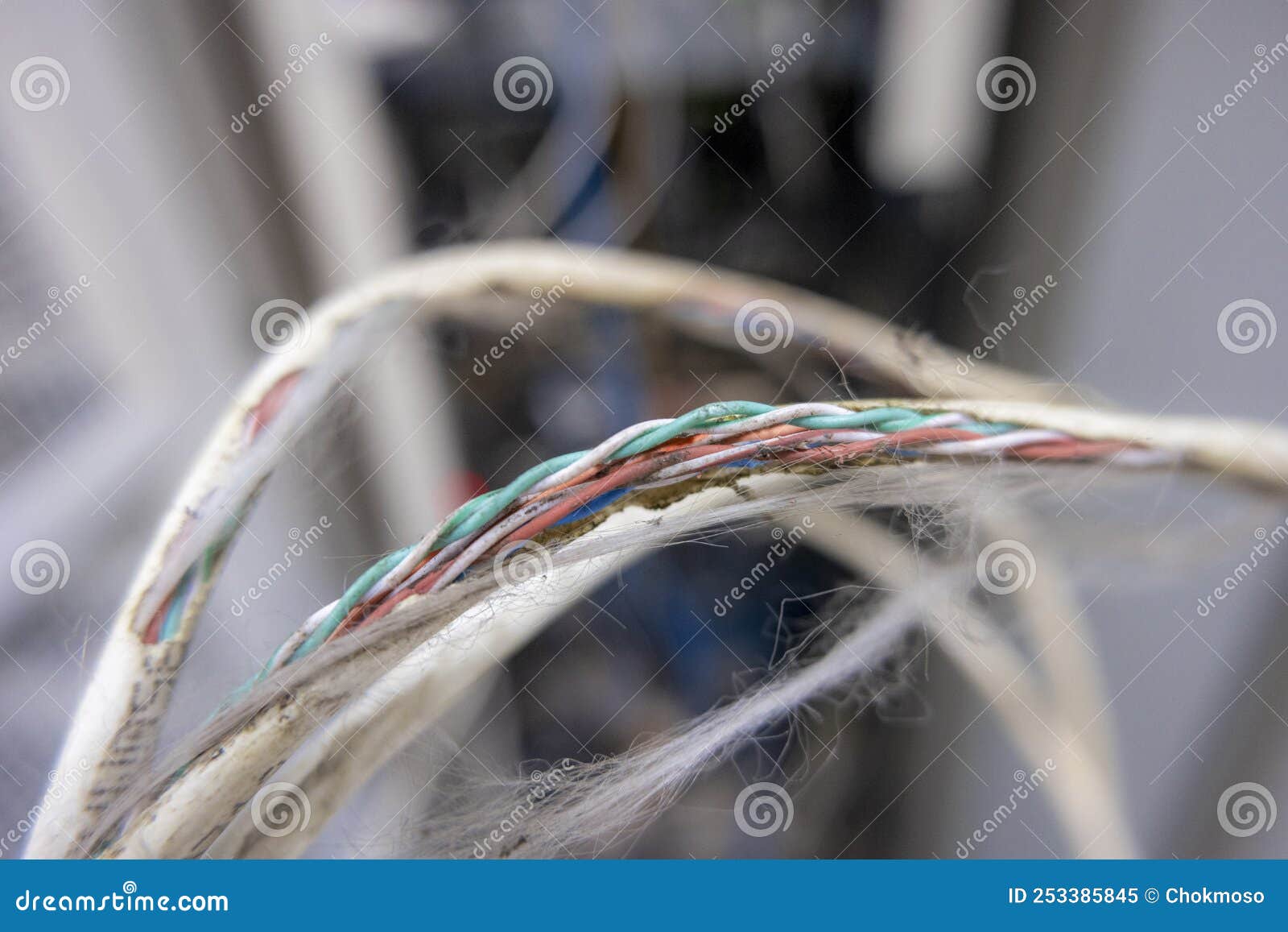 The cable was damaged stock image. Image of computer - 253385845