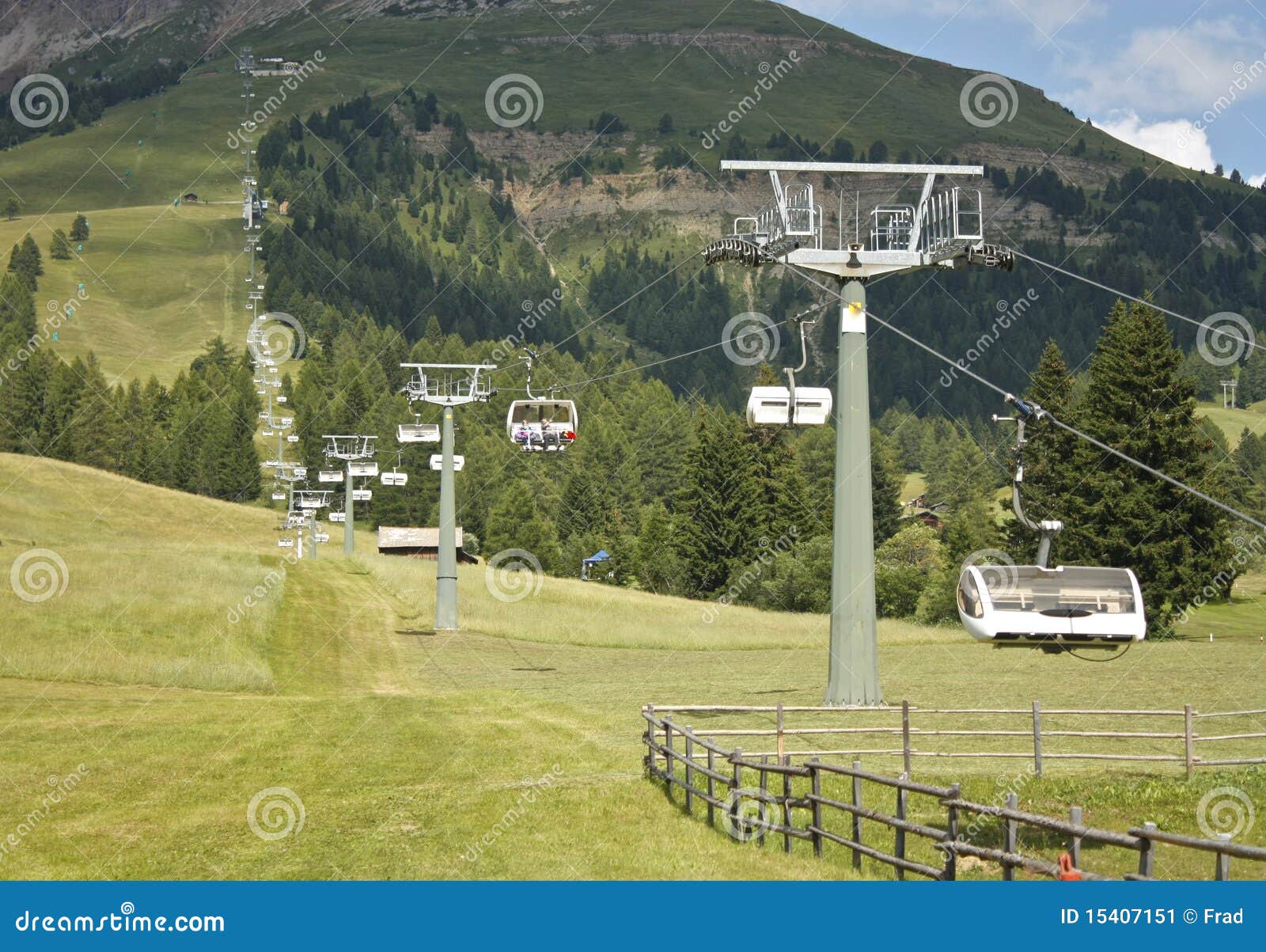 Cable-way stock image. Image of alps, green, field, transport - 15407151