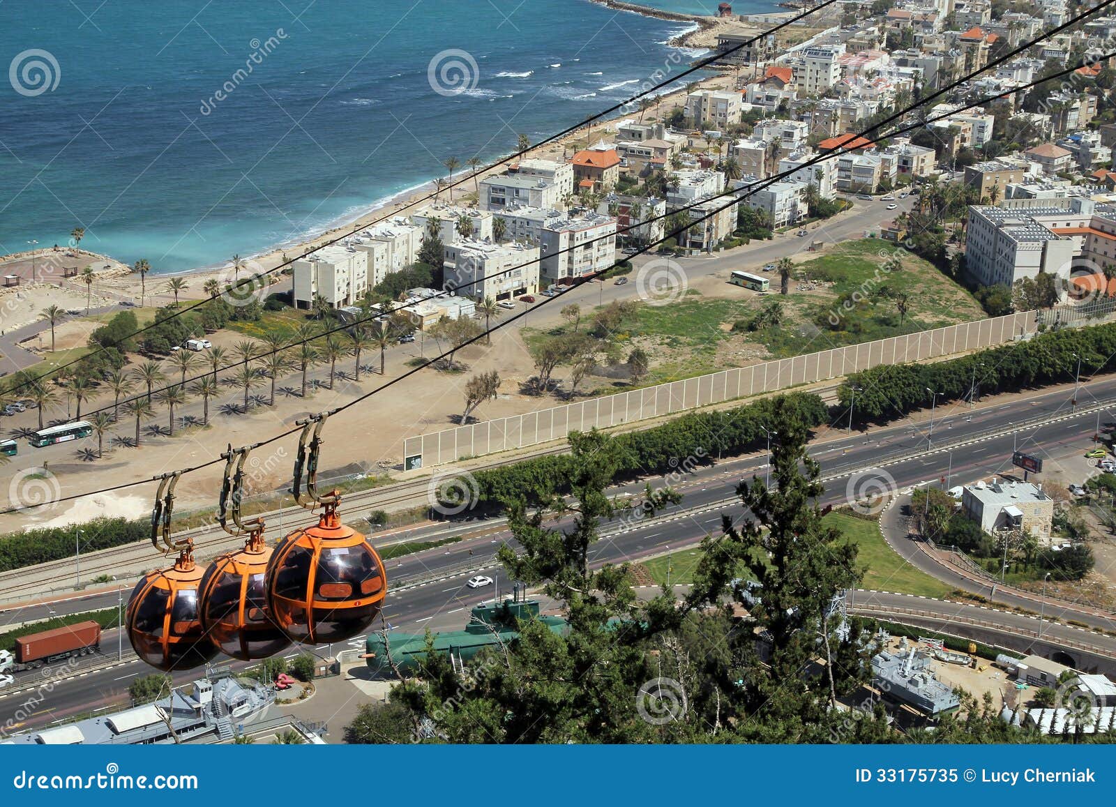Cable-way stock image. Image of place, tree, street, middle - 33175735