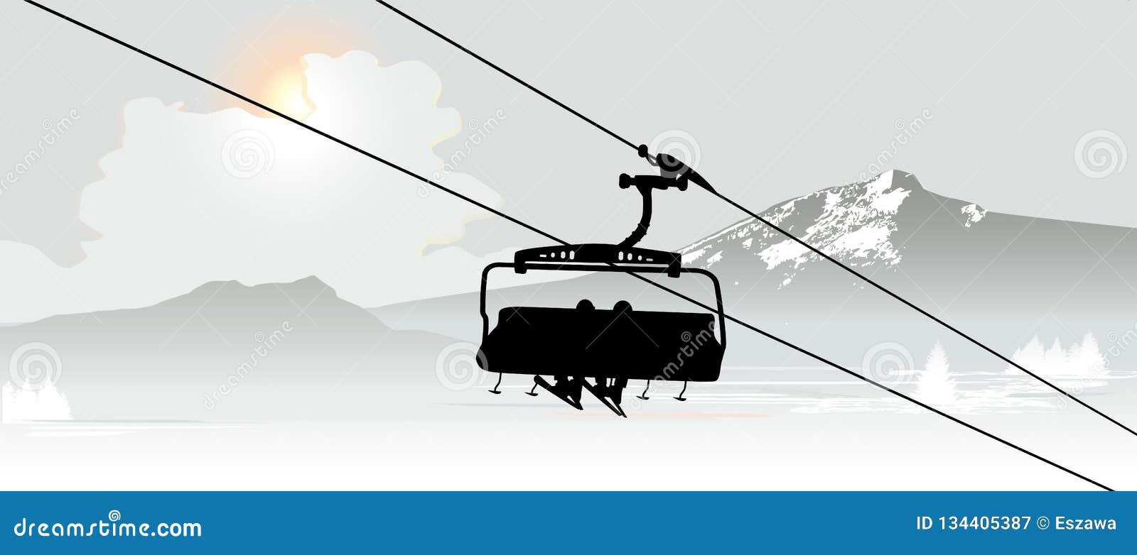 Cable Car For Mountain Ski Silhouette Icon. Gondola, Funicular ...