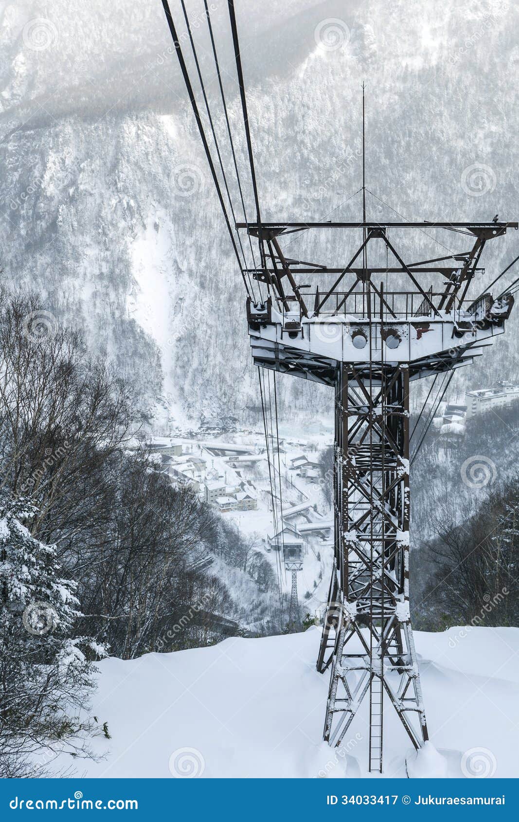 Cable way tower stock image. Image of land, japan, high - 34033417