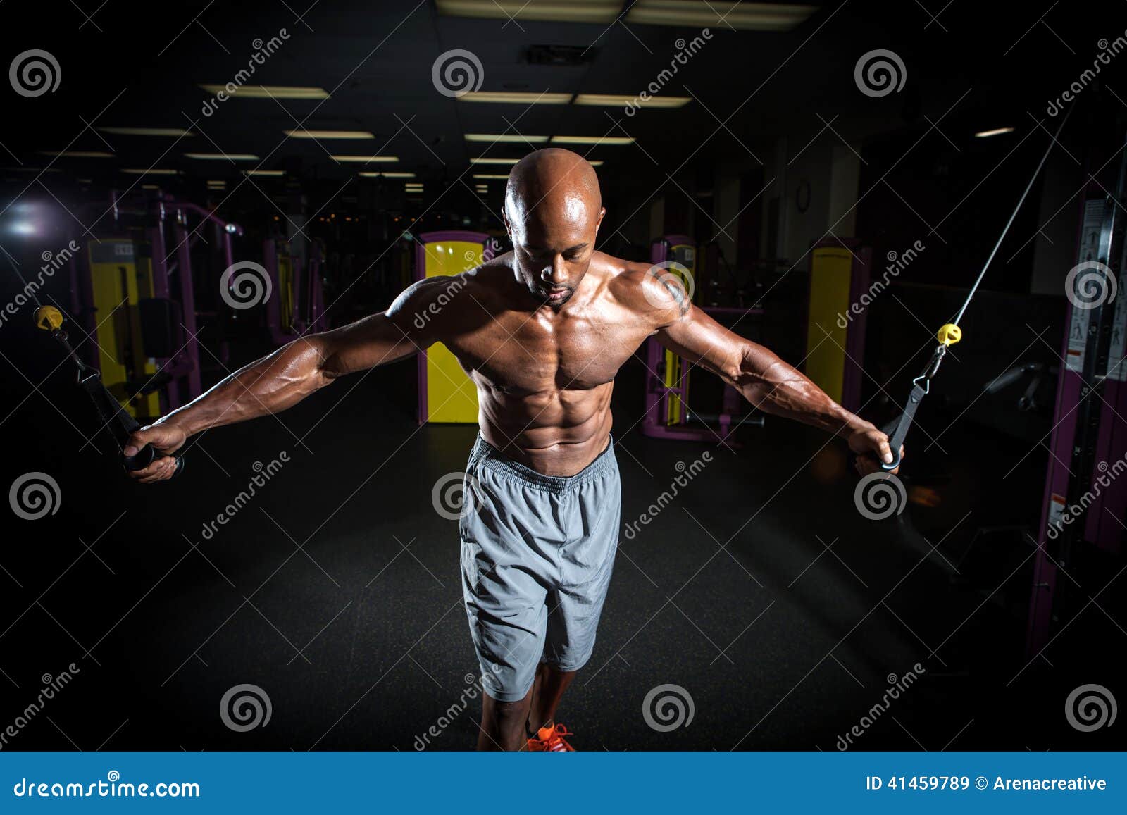 Cable Weight Training Exercises Stock Image - Image of concentration ...
