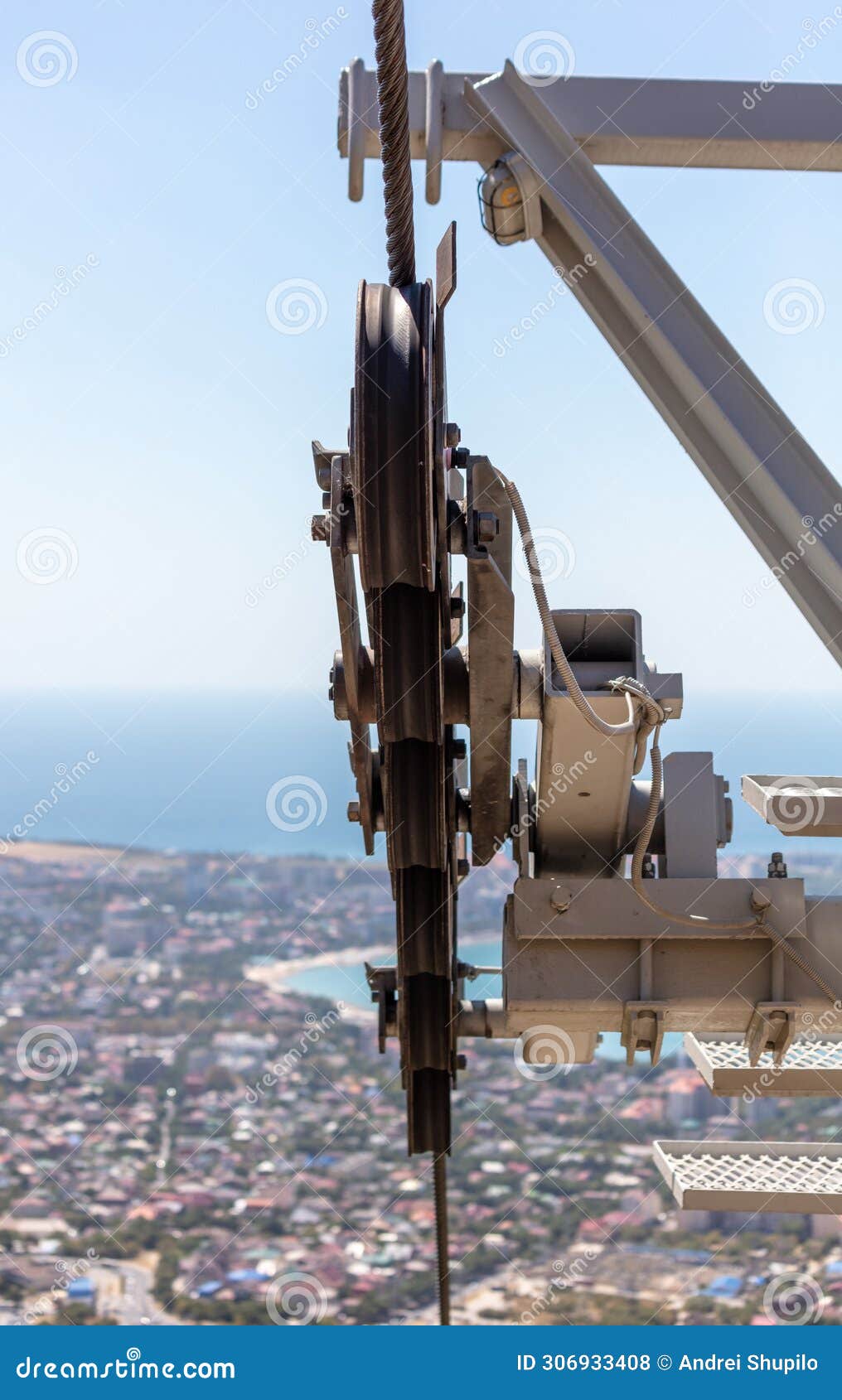 Cable on Wheels on a Mountain Lift Stock Photo - Image of tension ...