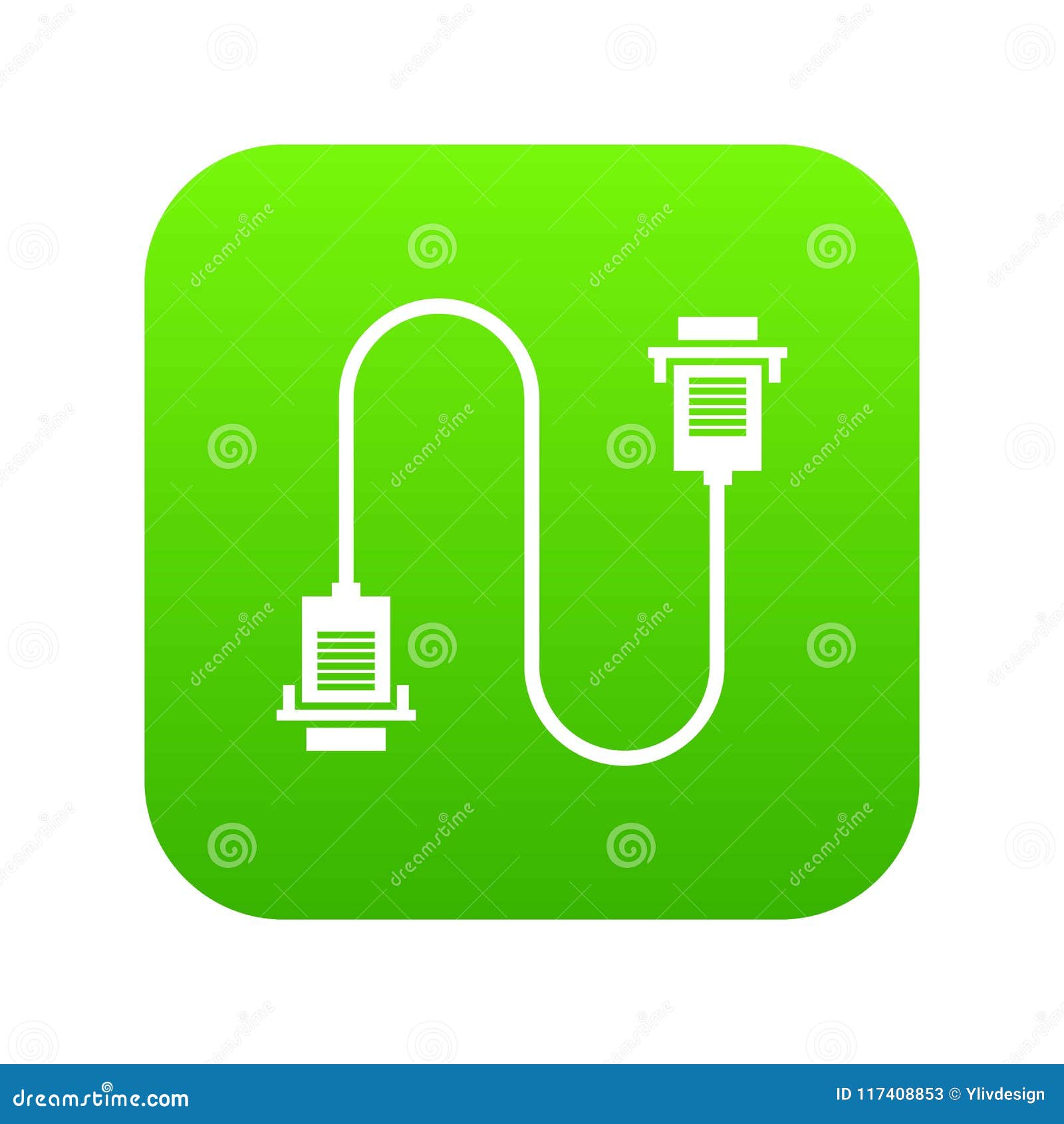 Cable Wire Computer Icon Digital Green Stock Vector - Illustration of ...