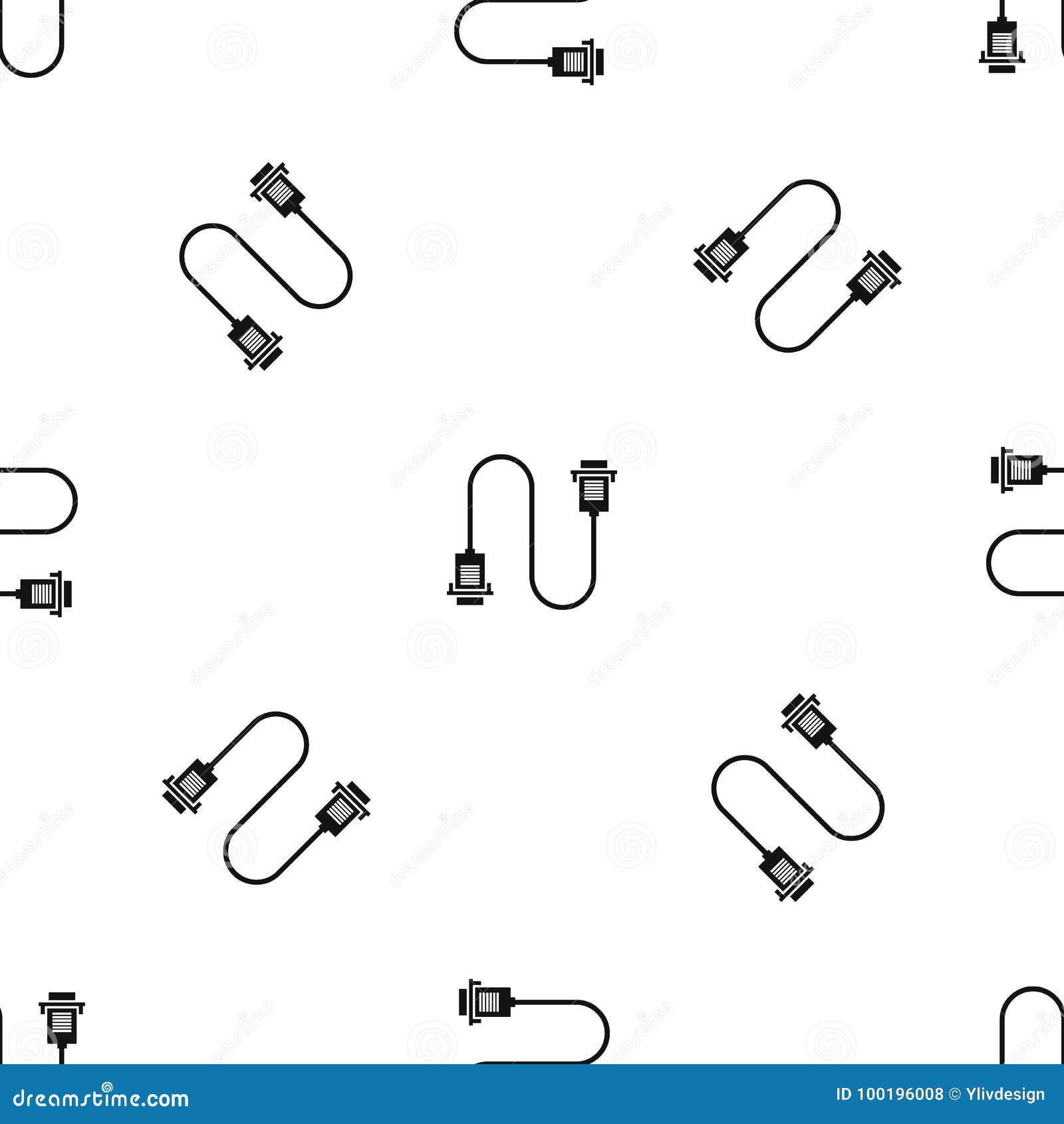 Cable Wire Computer Pattern Seamless Black Stock Vector - Illustration ...
