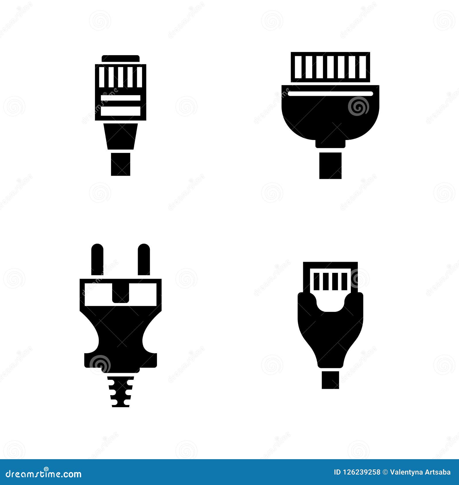 Cable Wire Computer Plug. Simple Related Vector Icons Stock Vector ...