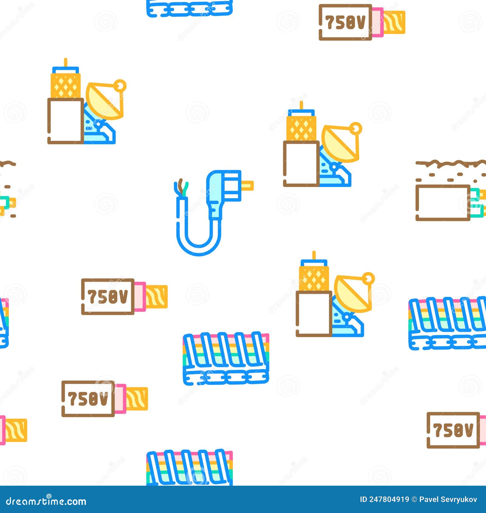 Cable Wire Electrical System Icons Set Vector Stock Vector ...