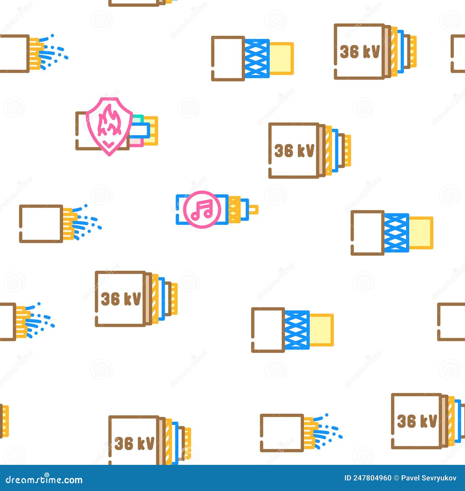 Cable Wire Electrical System Icons Set Vector Stock Vector ...