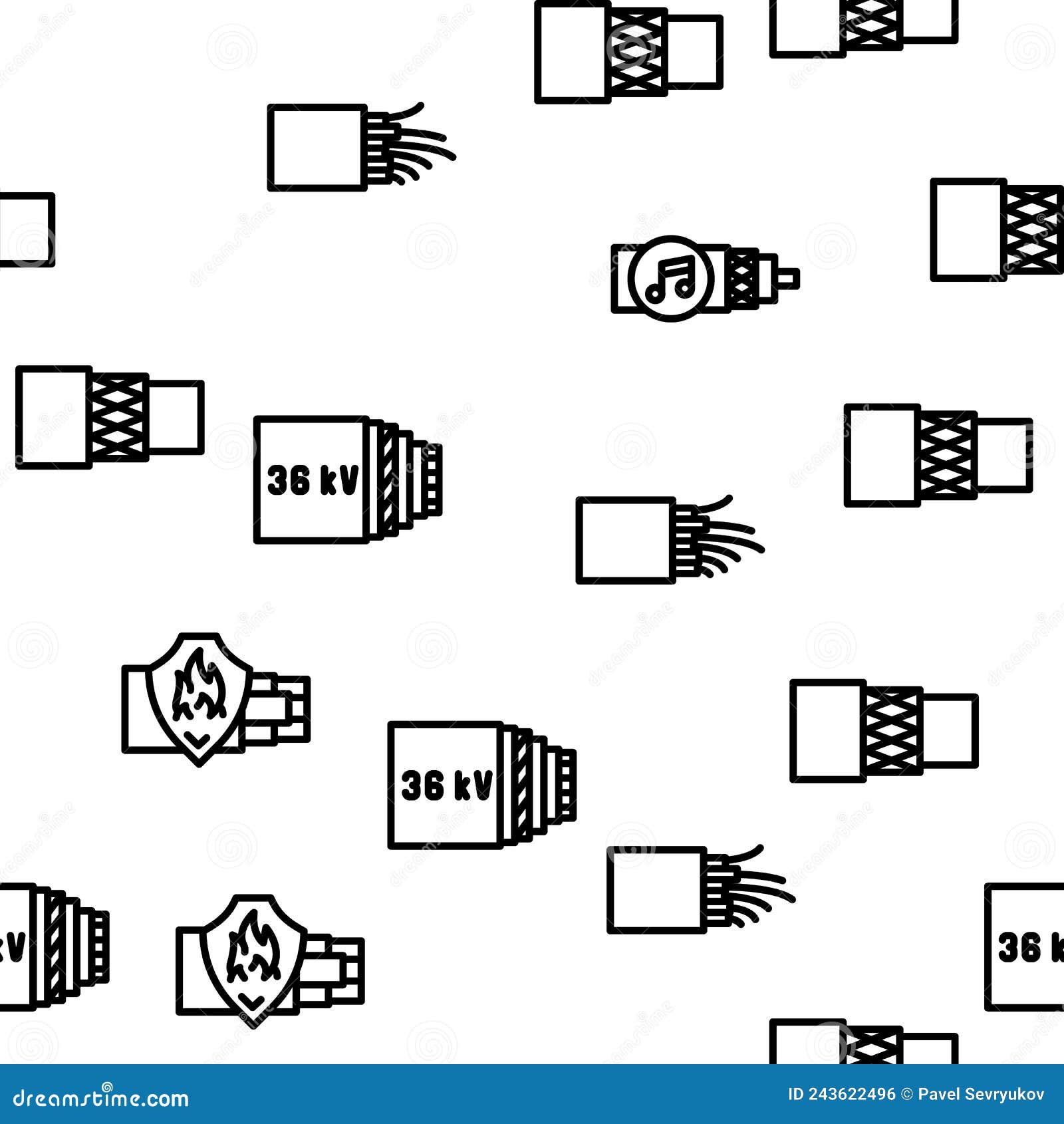 Cable Wire Electrical System Vector Seamless Pattern Stock Vector ...