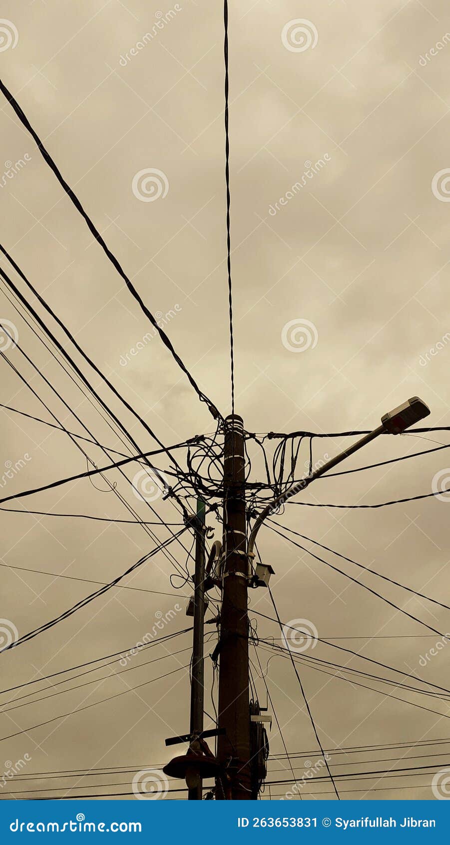 Messy Cable with Cloudy Environtment Stock Image - Image of branch ...