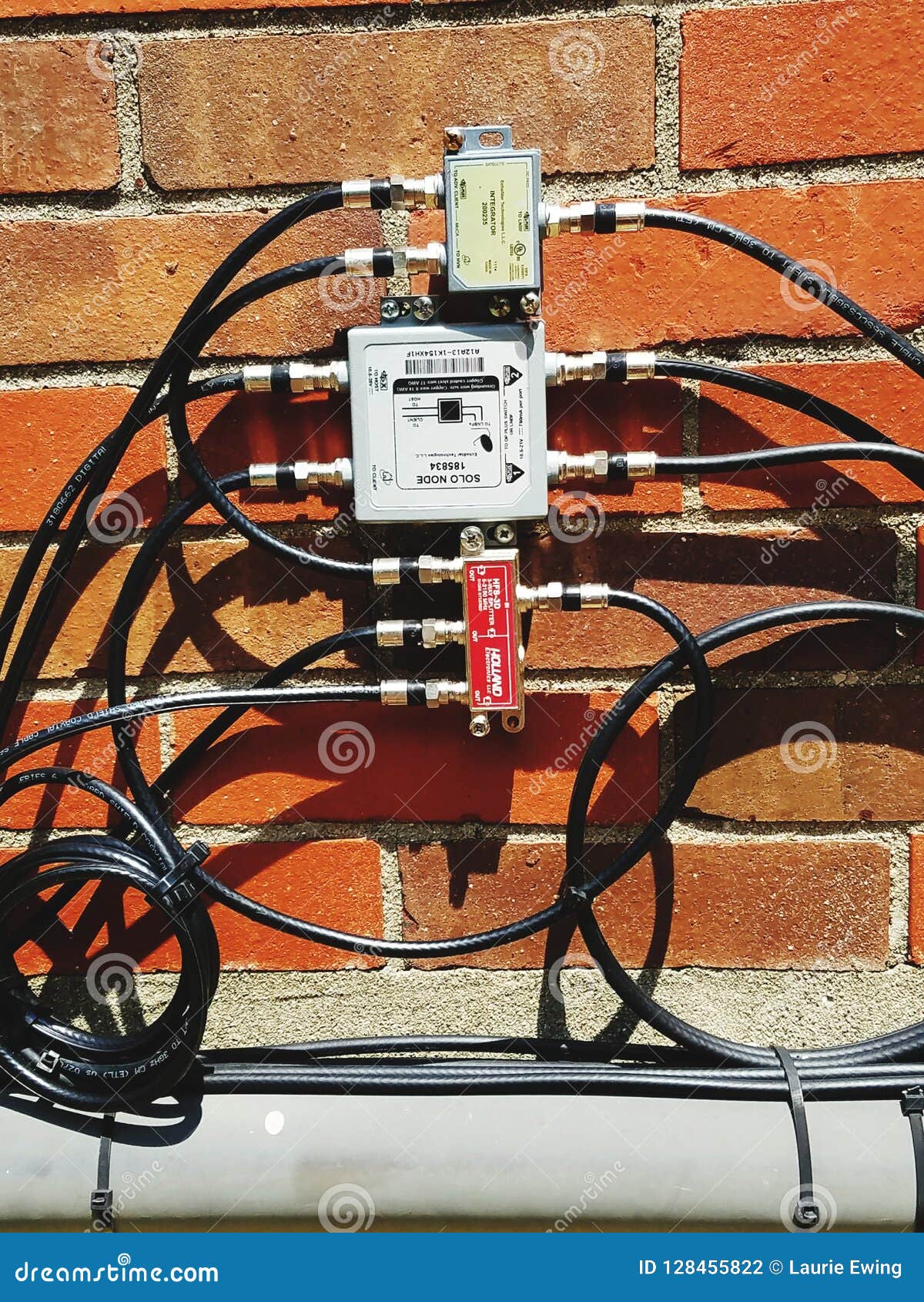 Cable Wires on Red Brick Wall Editorial Photography - Image of cable ...