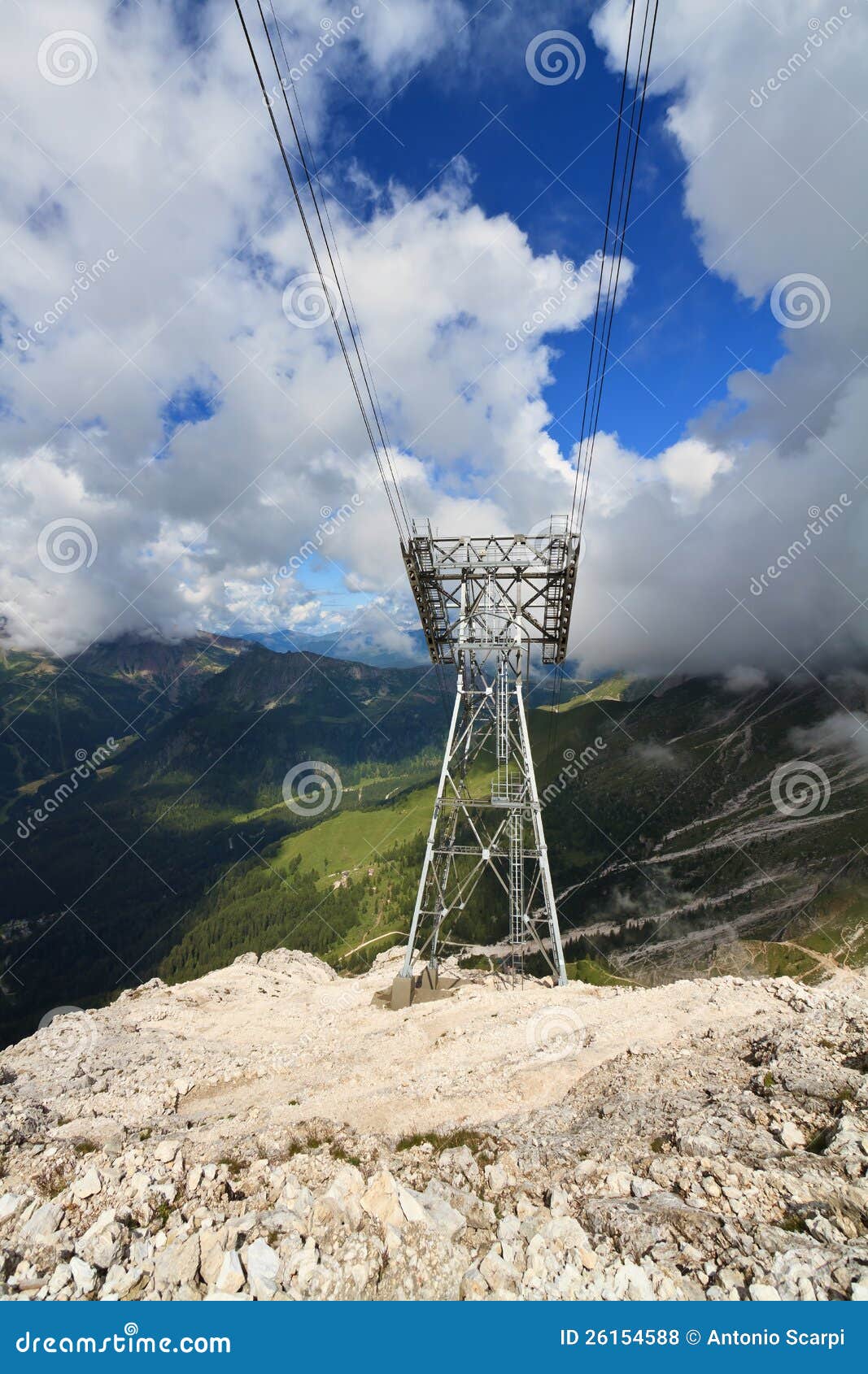 Cablecar in Dolomites stock photo. Image of transportation - 26154588