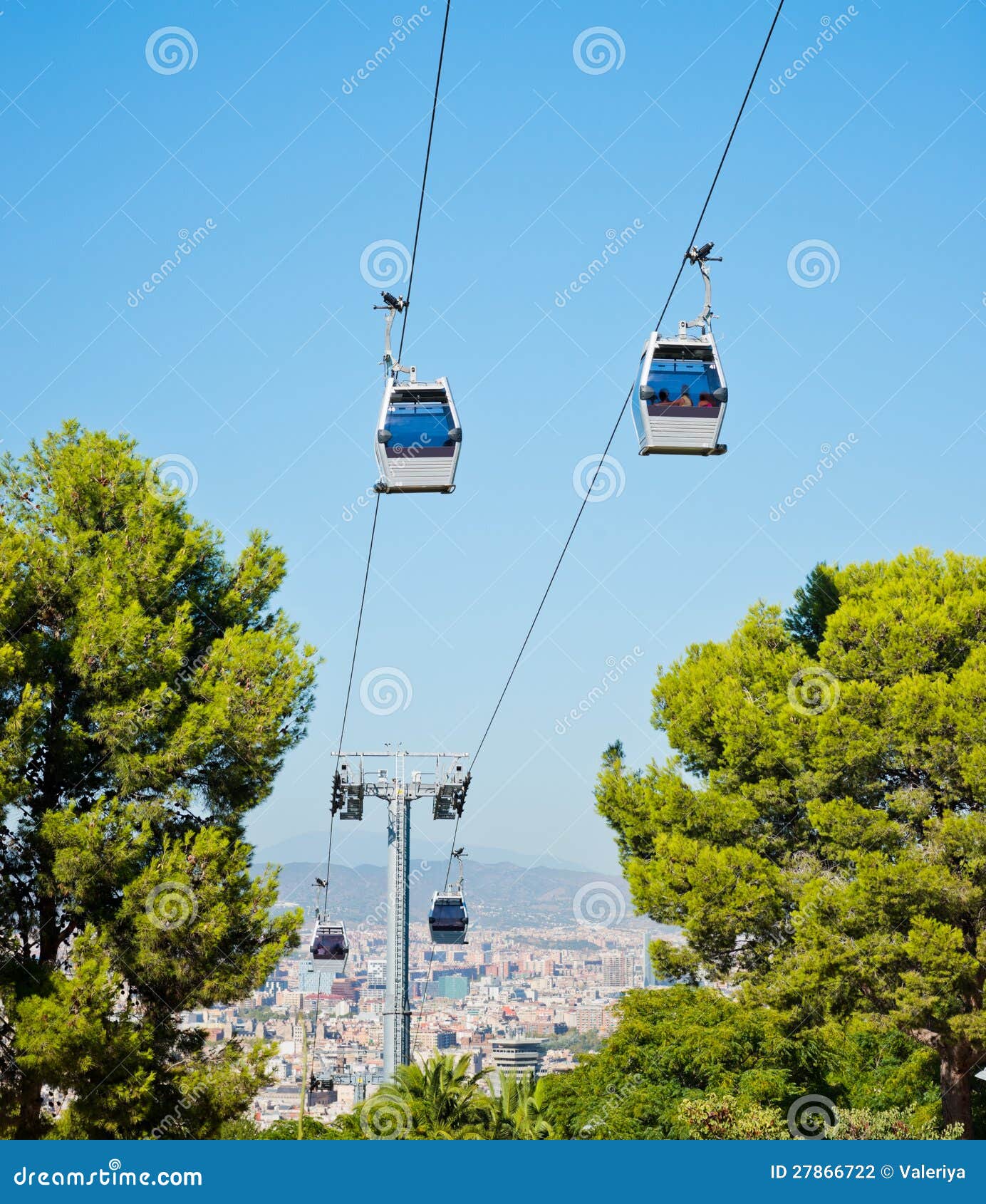 Cablecar Over Barcelona, Spain Stock Photo - Image of catalunya ...