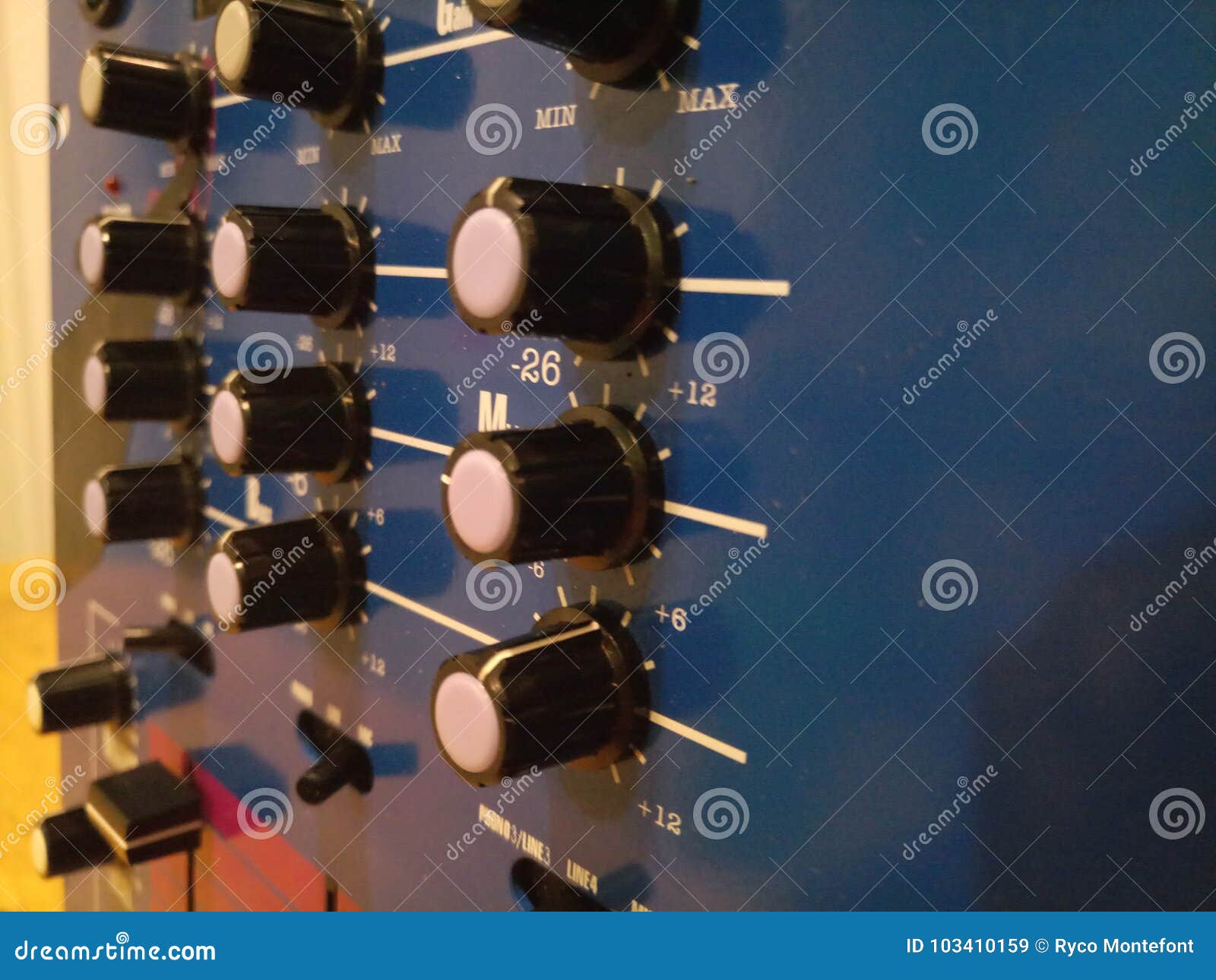 Side View of Black Turning Dials on a High Tech Speaker Stock Image ...