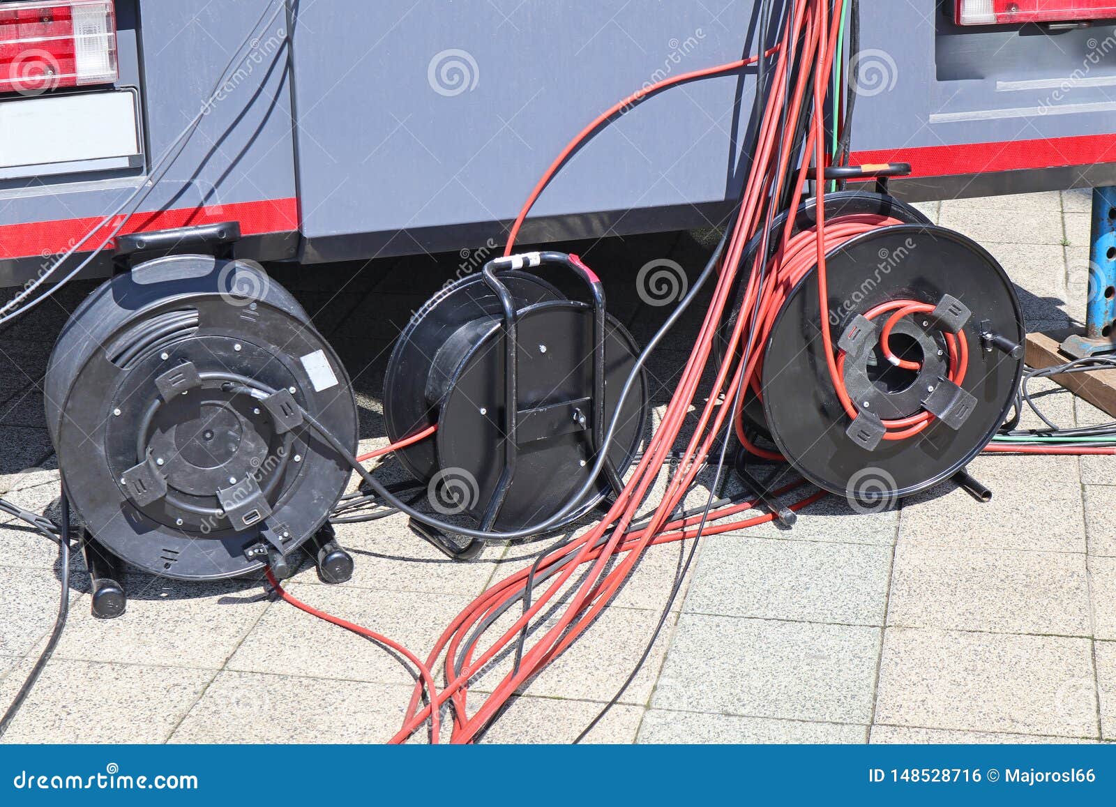 Cables of the Broadcasting Vehicle Stock Photo - Image of ...