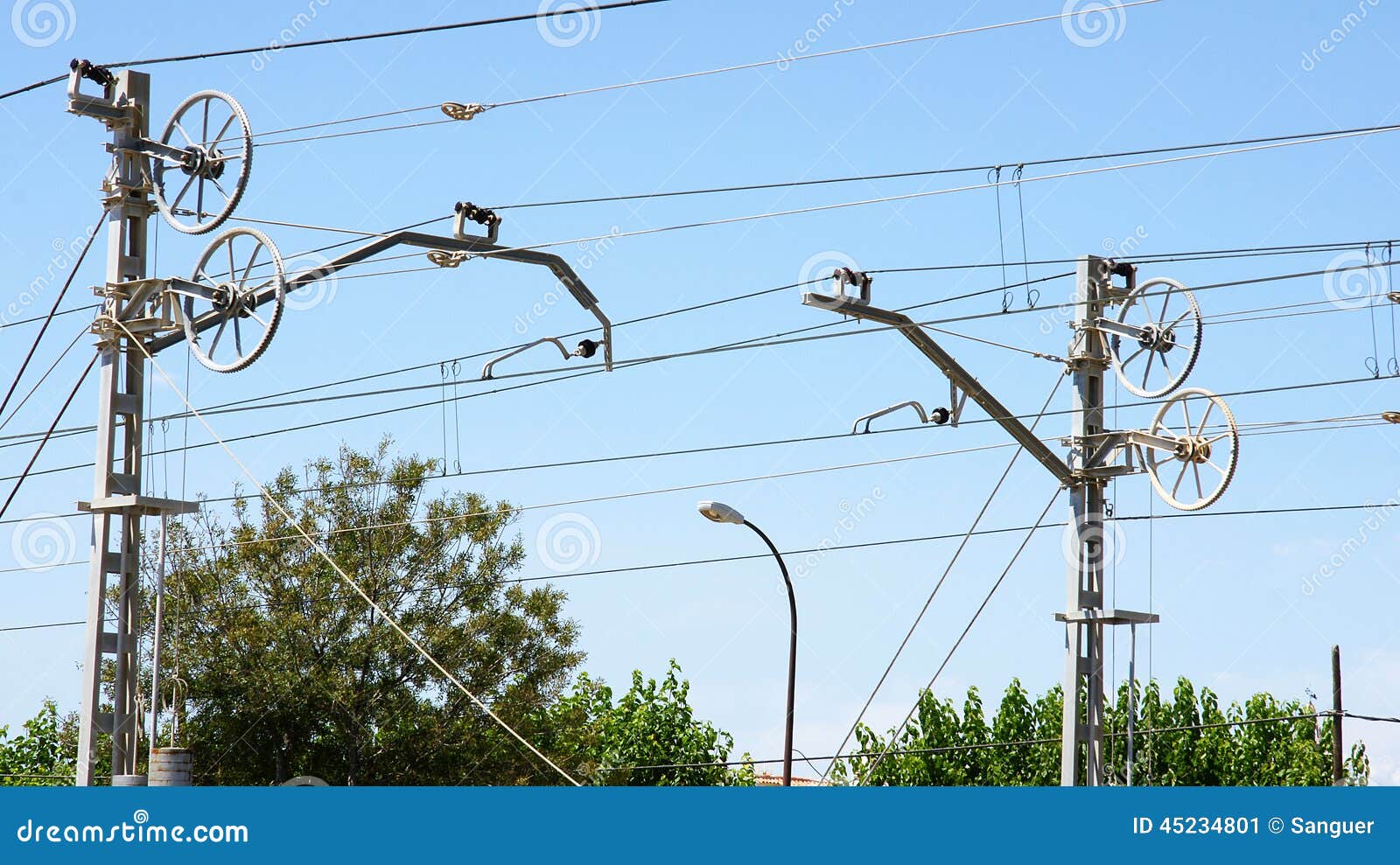 Cables and Catenary of a Railway Route Stock Image - Image of ...