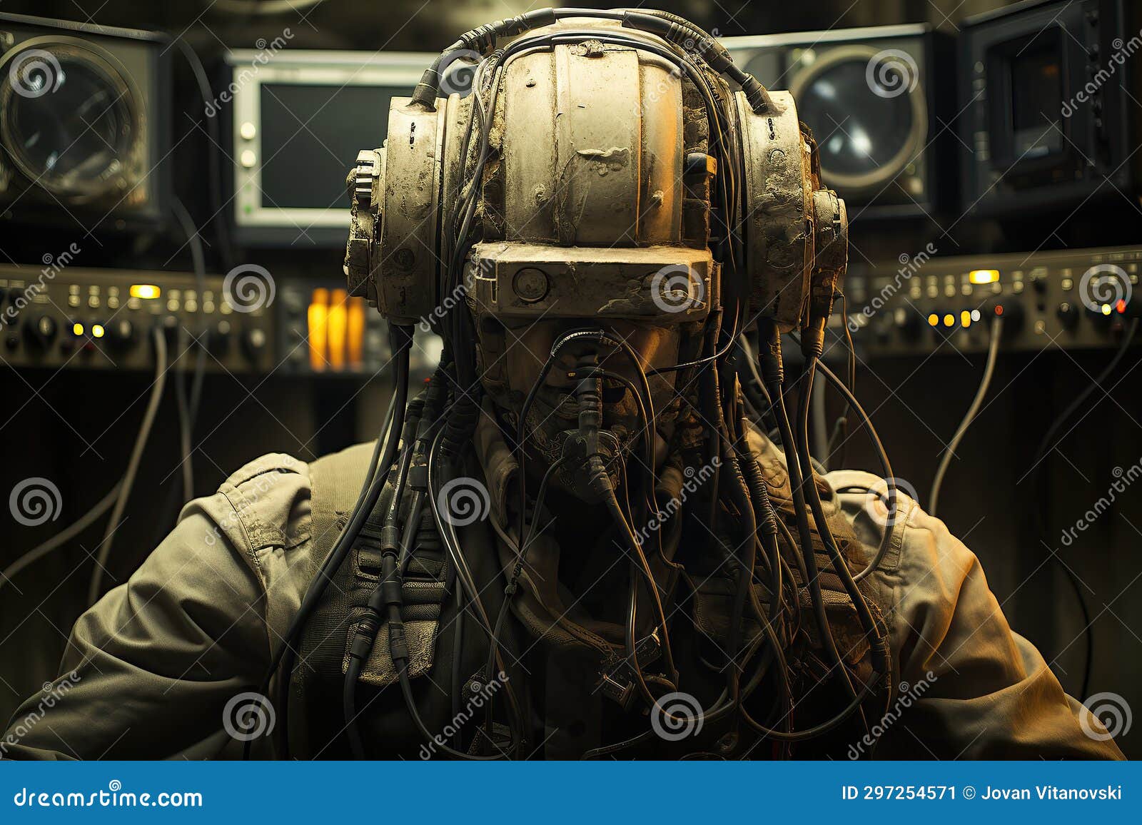 Cables Come Out of a Man S Head Stock Illustration - Illustration of ...