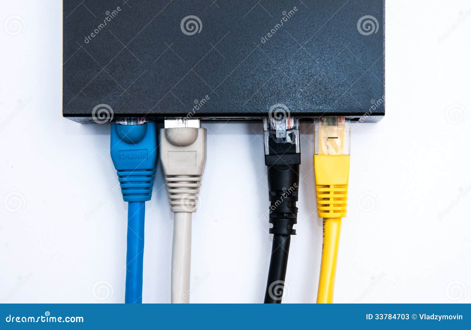 4 Cables Conectados Con El Router Imagen de archivo - Imagen de ...