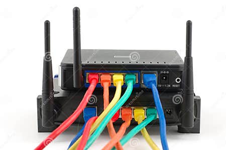 Cables connected routers stock photo. Image of link, cable - 4717940