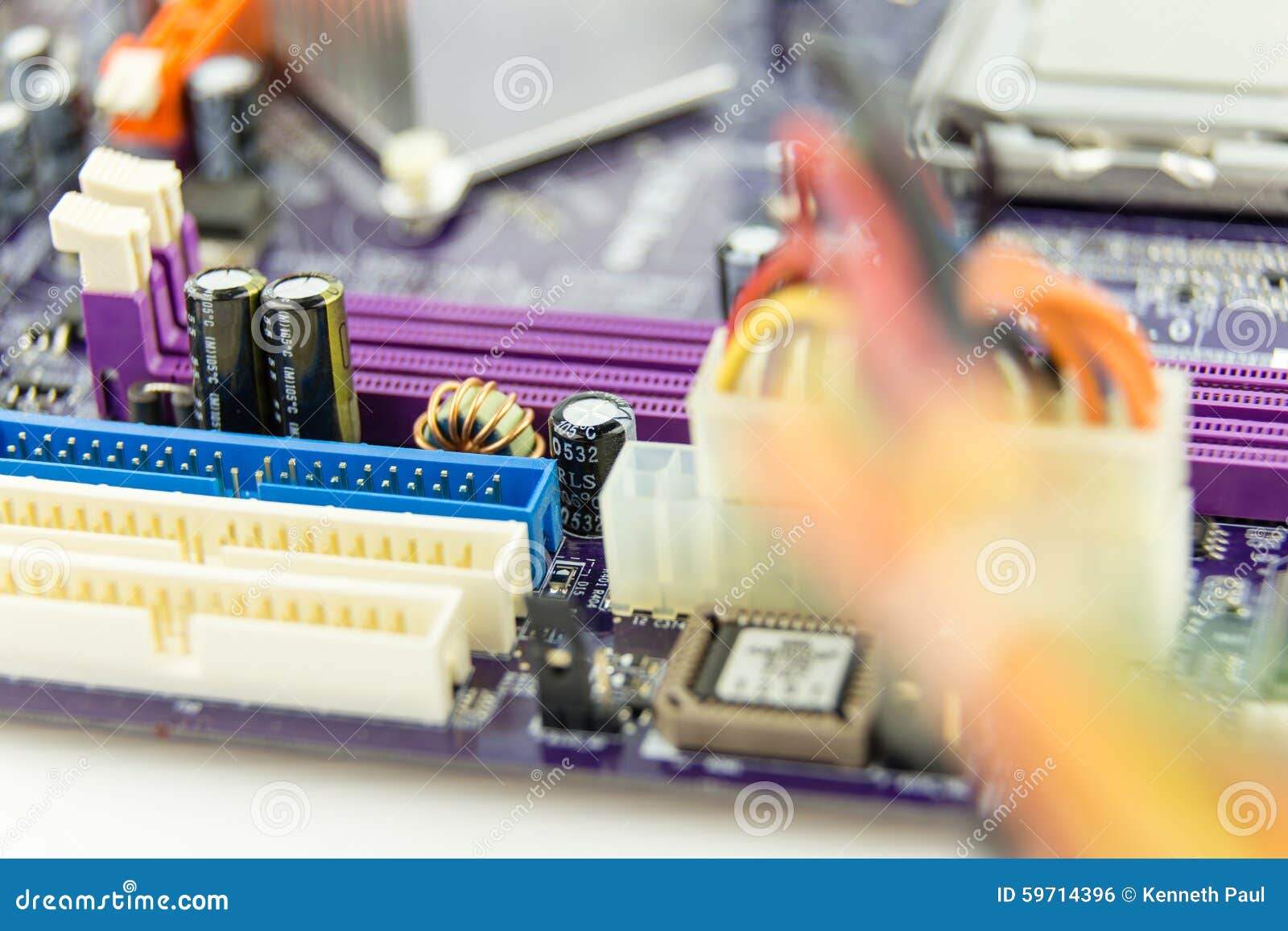 Cables Connected To Computer Motherboard Stock Photo - Image of ...