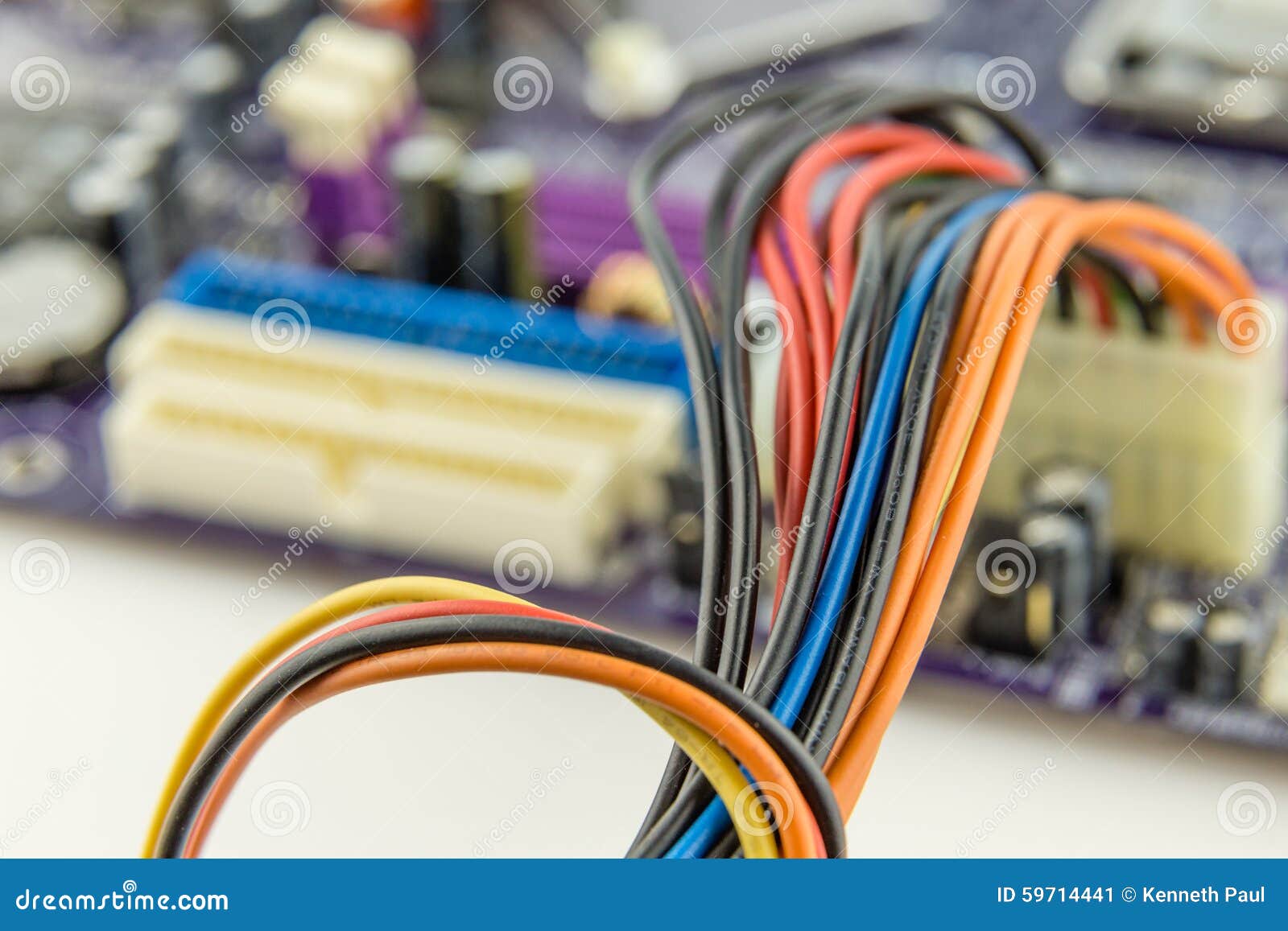Cables Connected To Computer Motherboard Stock Image - Image of wire ...