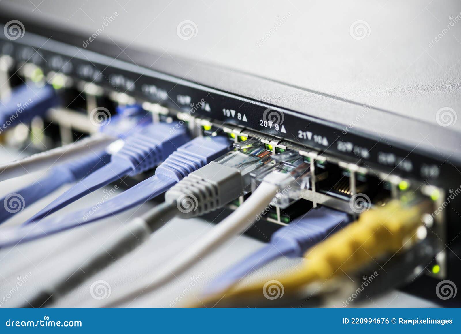 Cables connected to a hub stock photo. Image of cable - 220994676