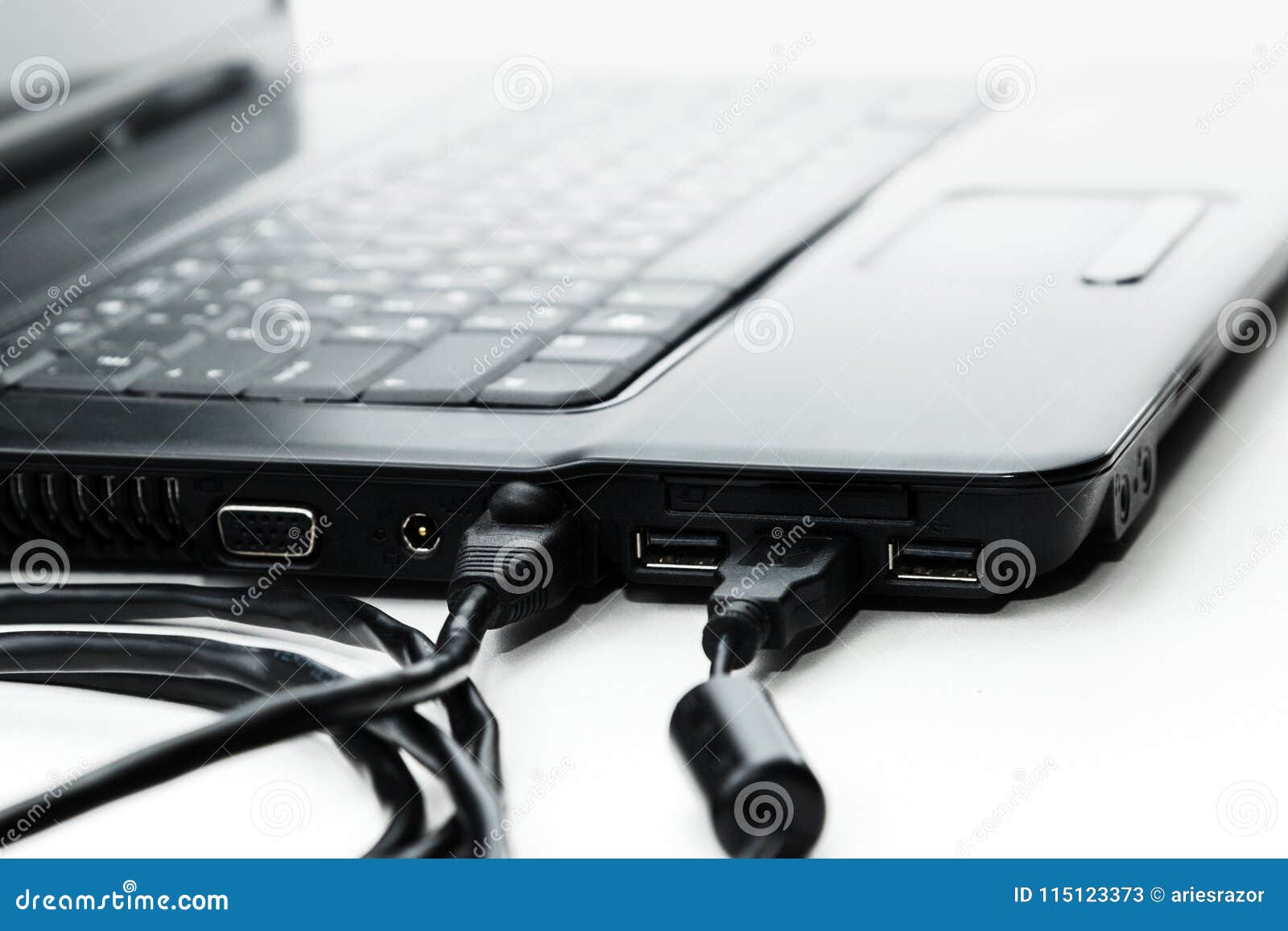 Cables are Connected To Laptop Stock Image - Image of communication ...