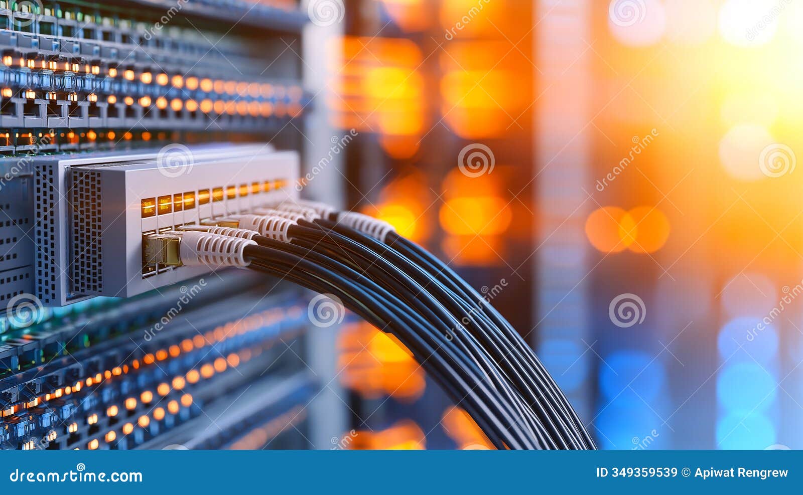 Cables Connected To Network Switch in Data Center Showcasing Vibrant ...