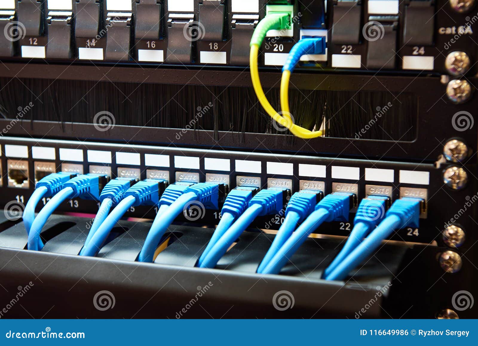 Cables and Connectors in Switch on Rack Stock Photo - Image of connect ...