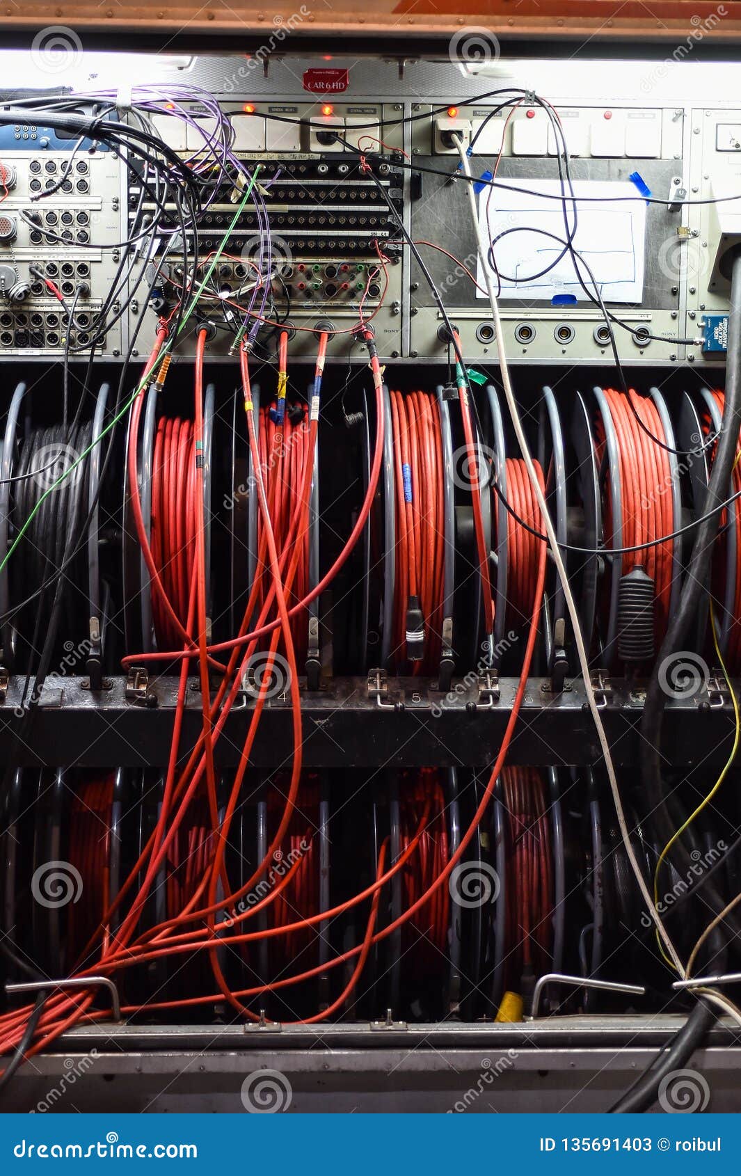 Cables and Control Panel of a Television Broadcast Truck Stock Image ...
