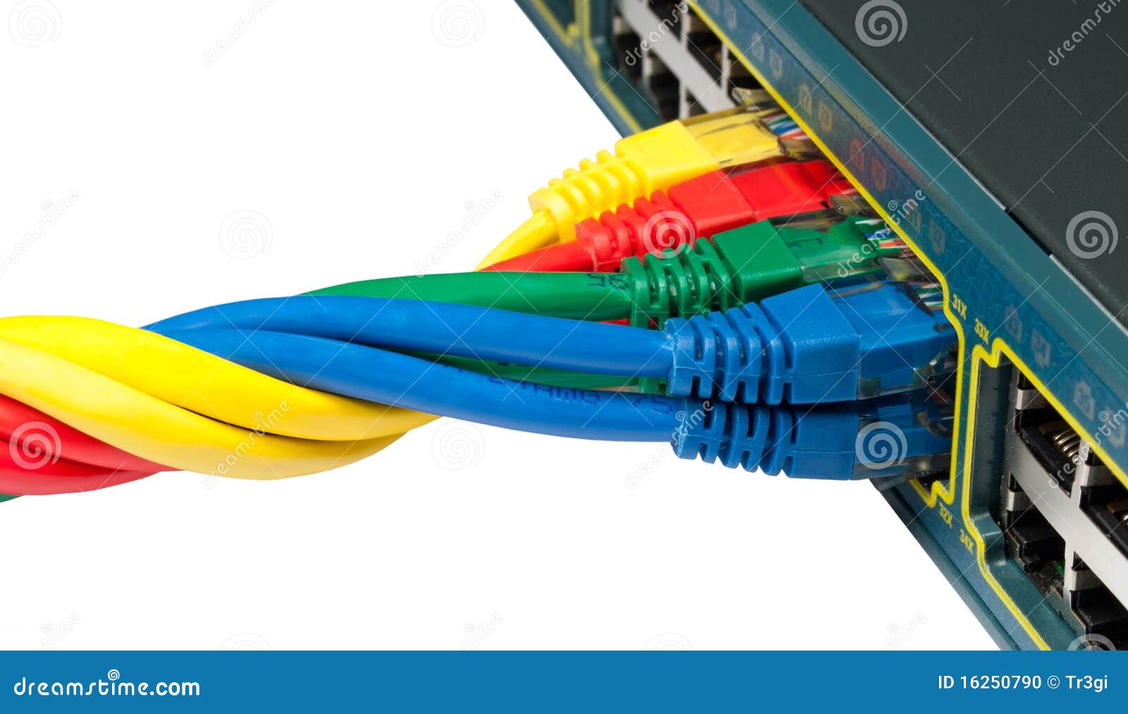 Cables De Ethernet Torcidos Conectados Con El Interruptor Foto de ...