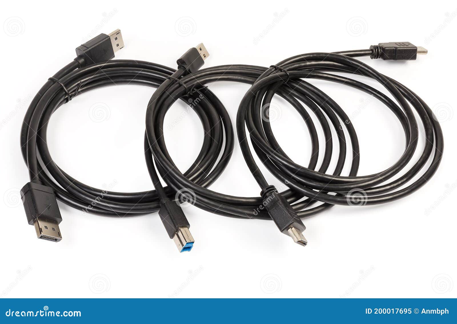 Cables of Different Multimedia and Computers Interfaces on White ...