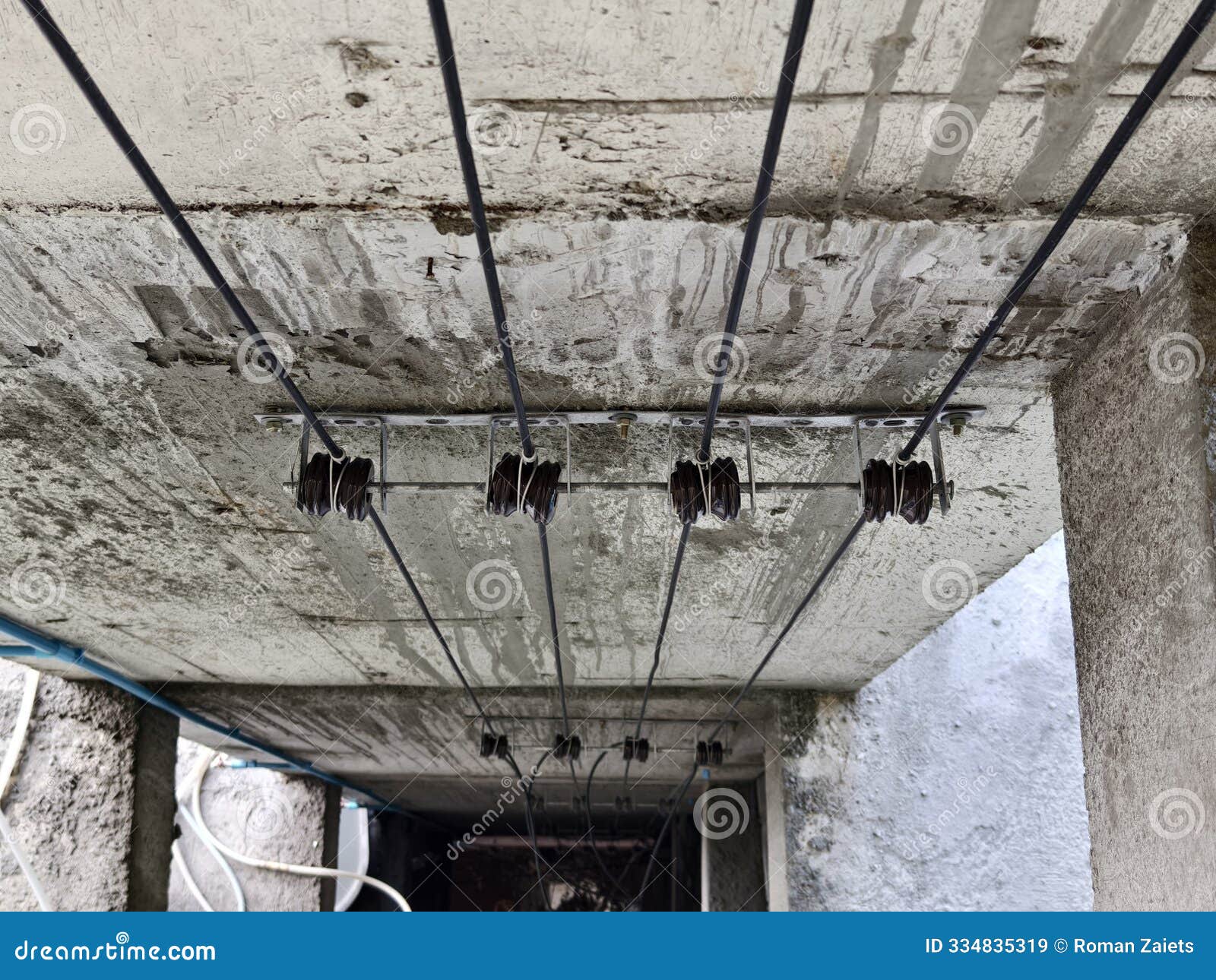 Cables in an Elevator Shaft at a New Building Construction Site Stock ...