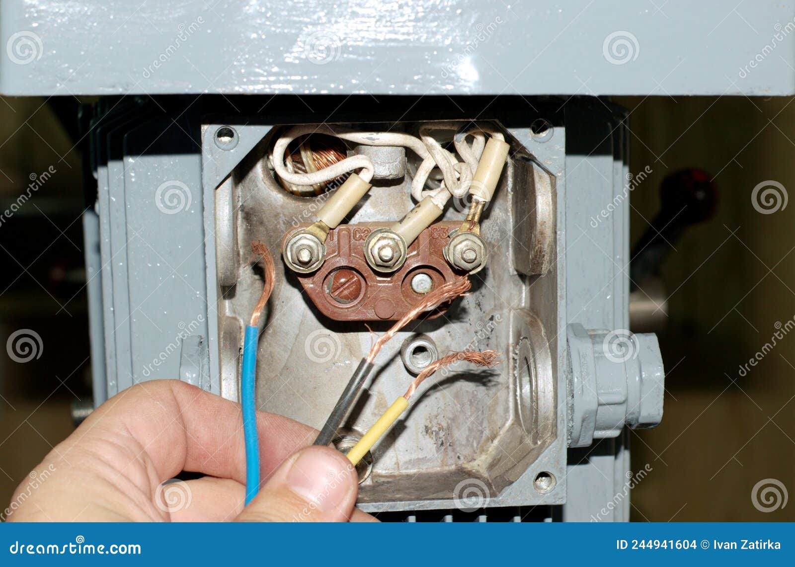 Cables Enter the Terminal Box of the Motor. Stock Photo - Image of ...