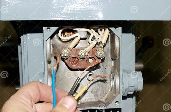 Cables Enter the Terminal Box of the Motor. Stock Photo - Image of ...