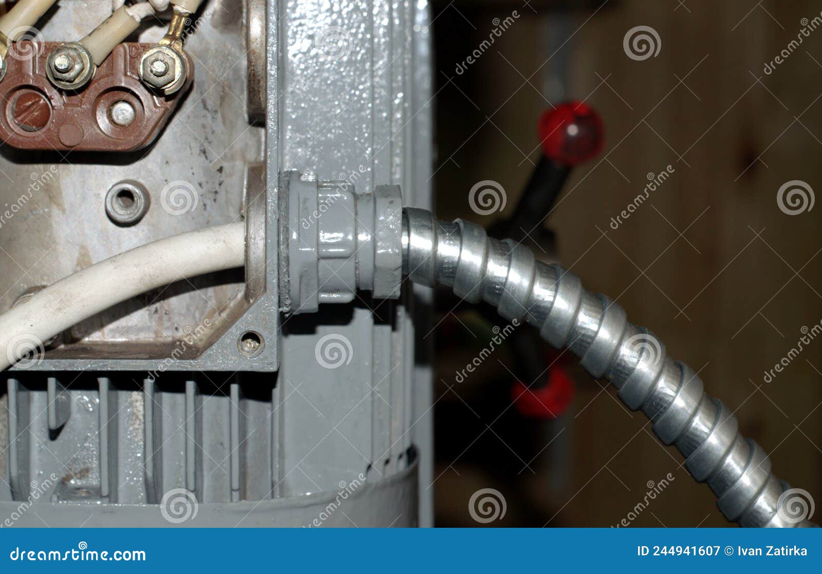 Cables Enter the Terminal Box of the Motor. Stock Image - Image of ...