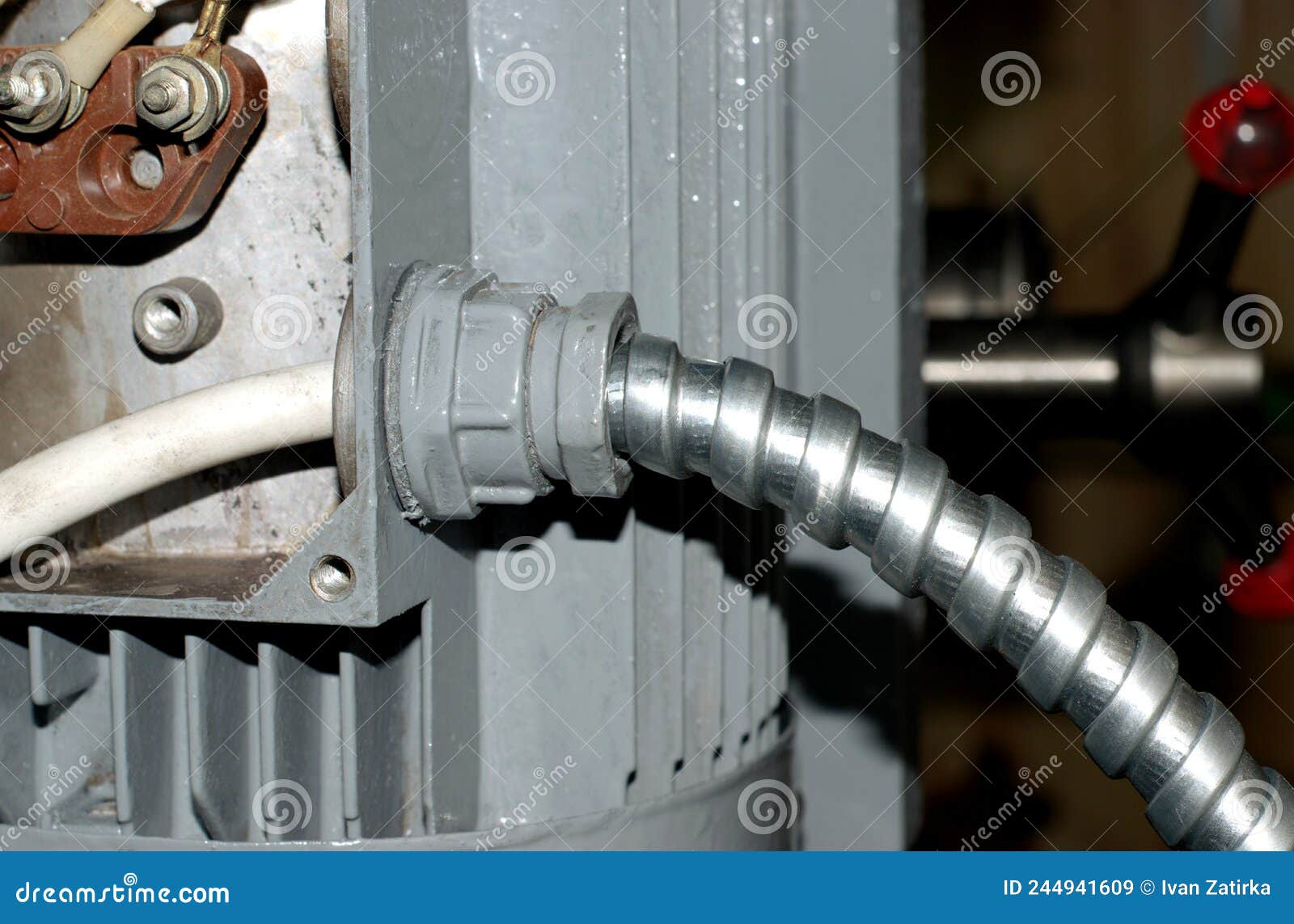Cables Enter the Terminal Box of the Motor. Stock Image - Image of ...