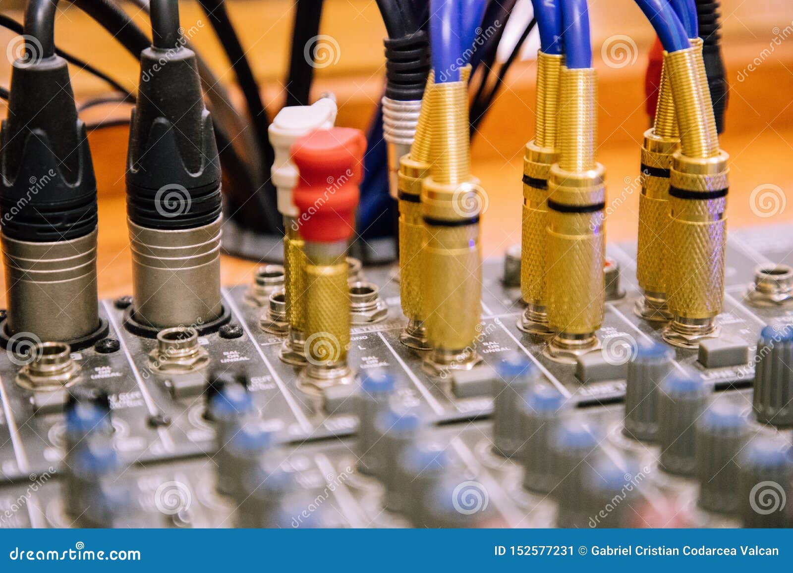 Cables Entering Mixer Table Perspective View Blurred Stock Image ...