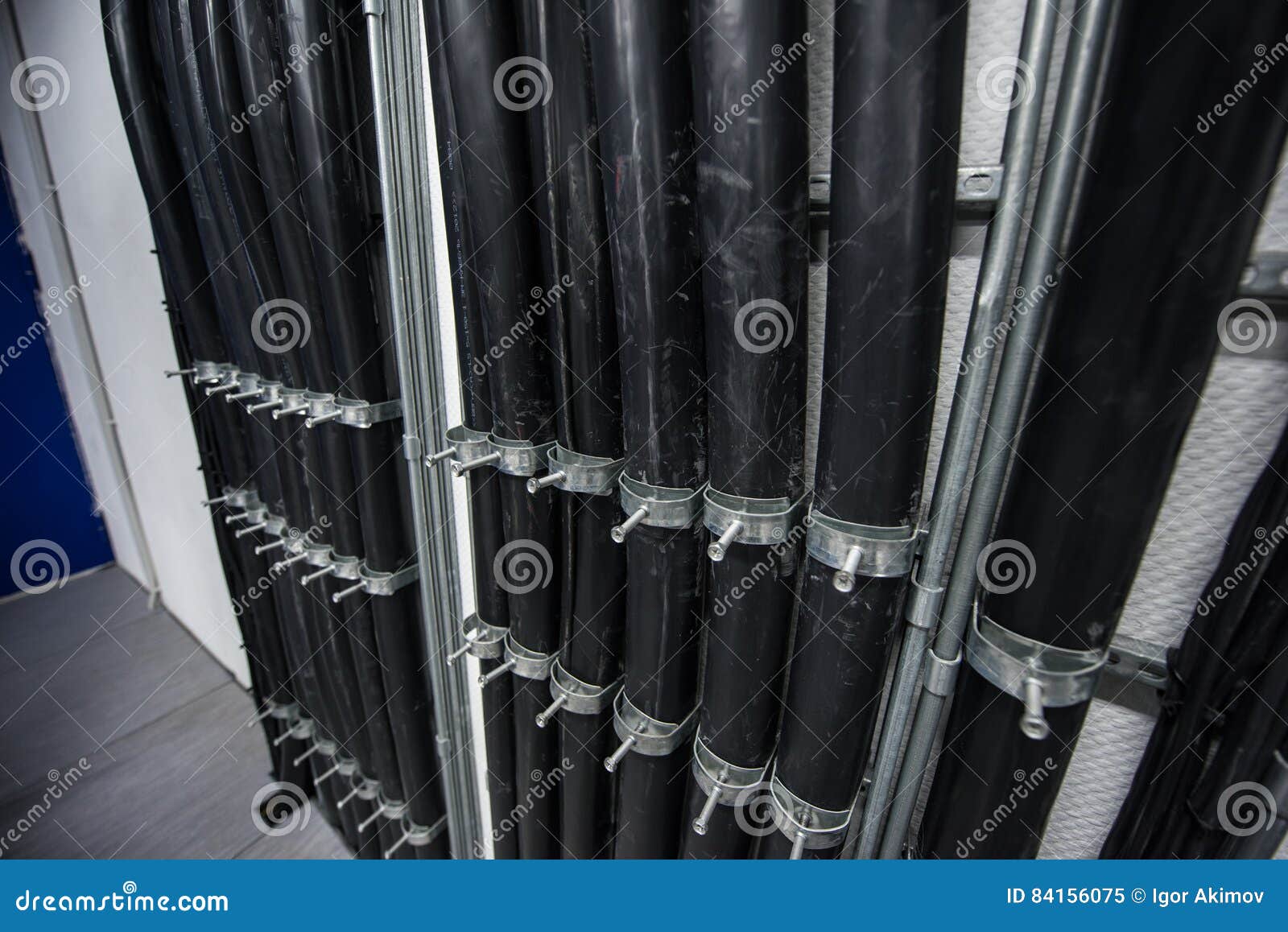 Cables fixed on the rack stock image. Image of data, closeup - 84156075