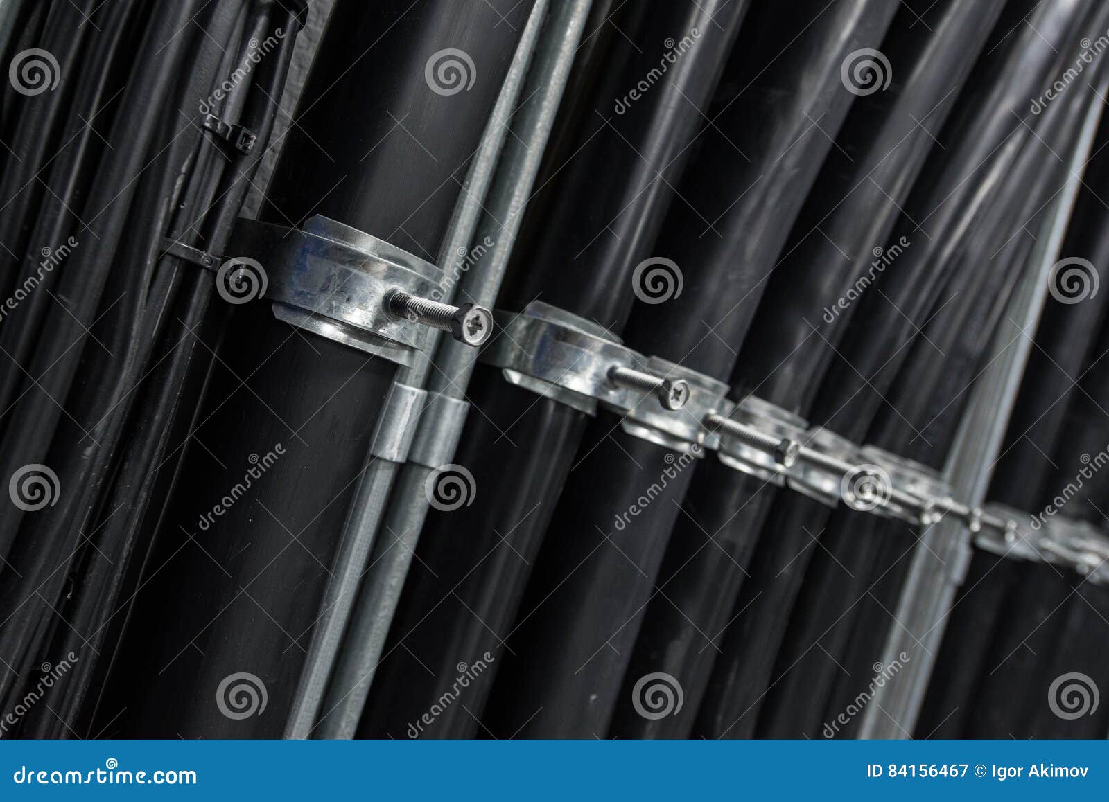 Cables fixed on the rack stock image. Image of equipment - 84156467
