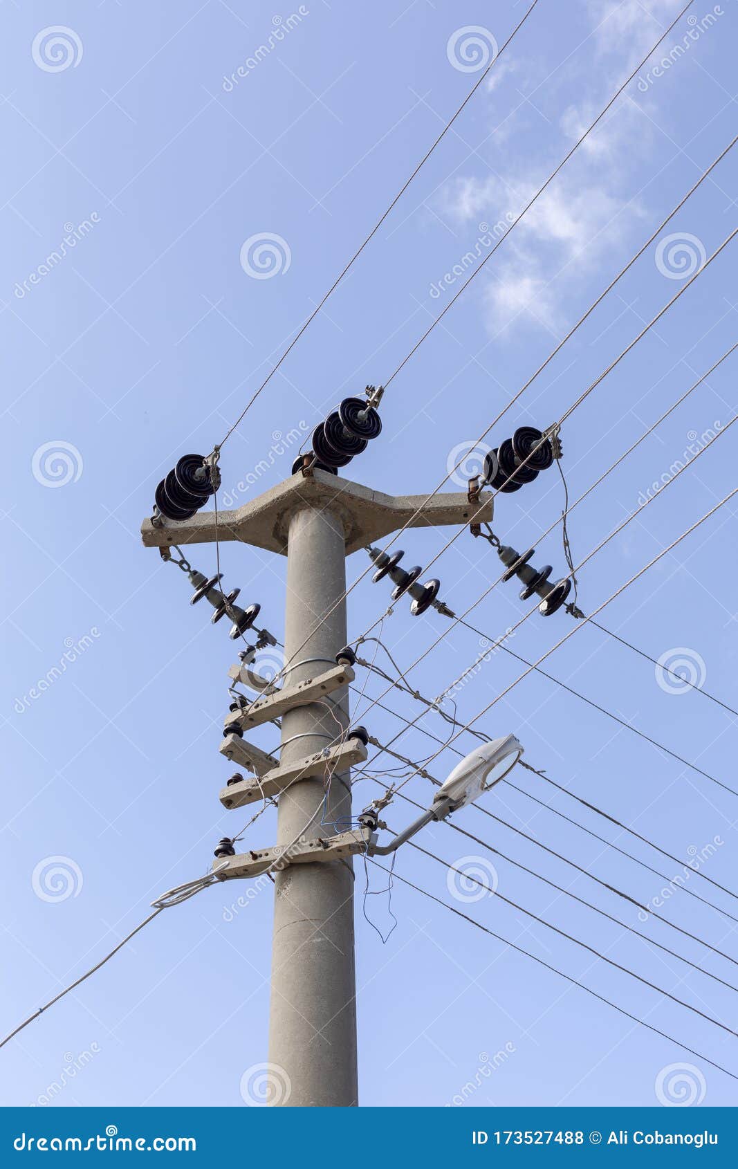 Cables and Insulators on the Power Pole Stock Photo - Image of electric ...