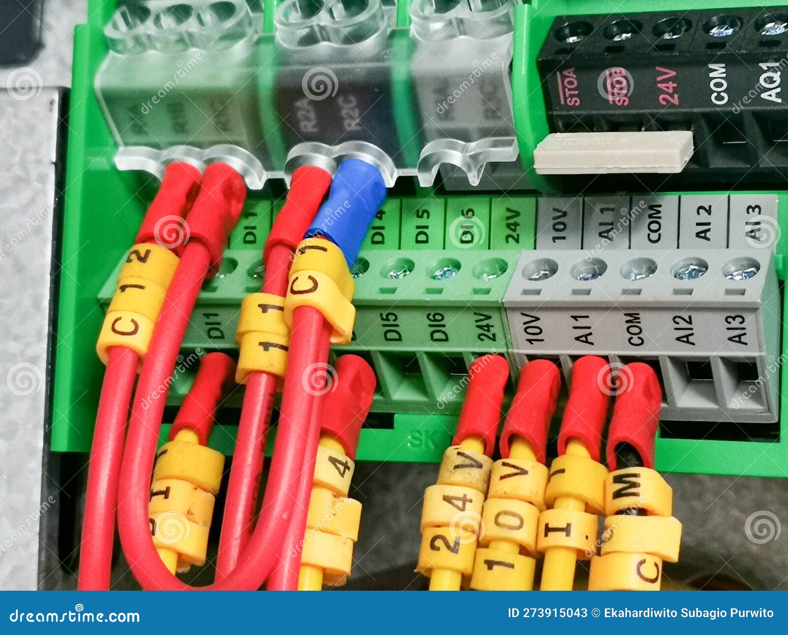 Cables with Marker on Electrical Terminal. Stock Image - Image of plank ...