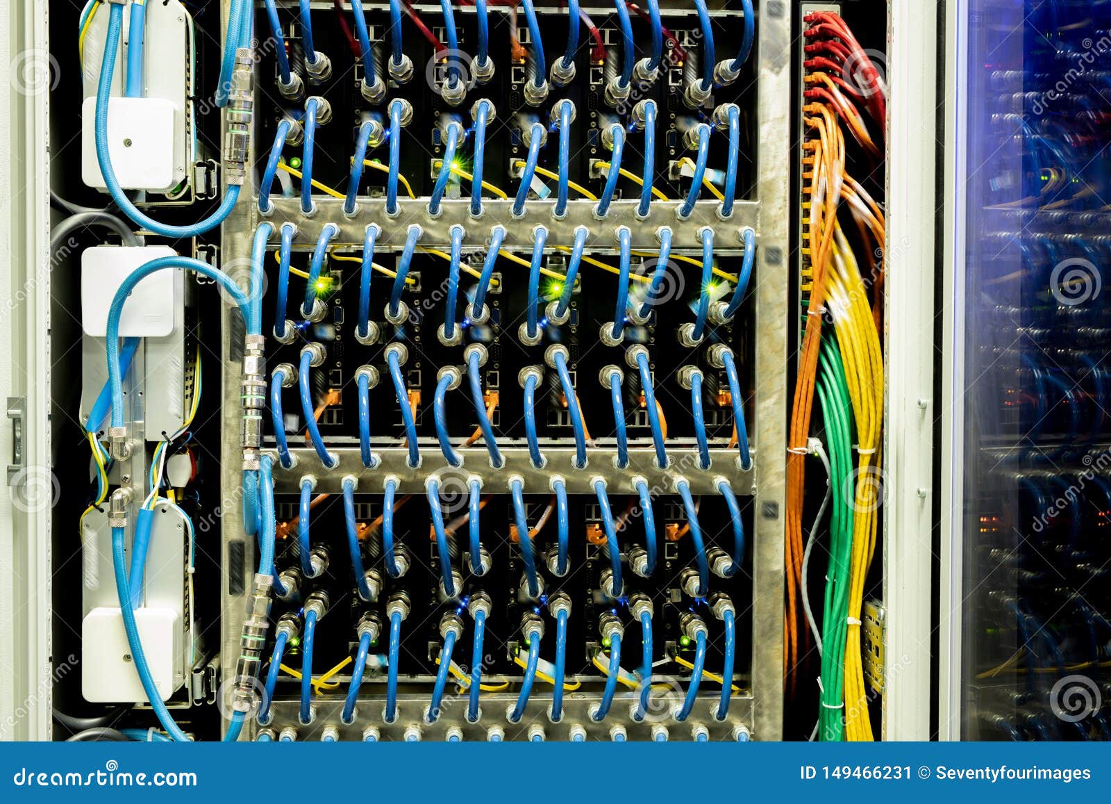 Cables of network panel stock image. Image of network - 149466231