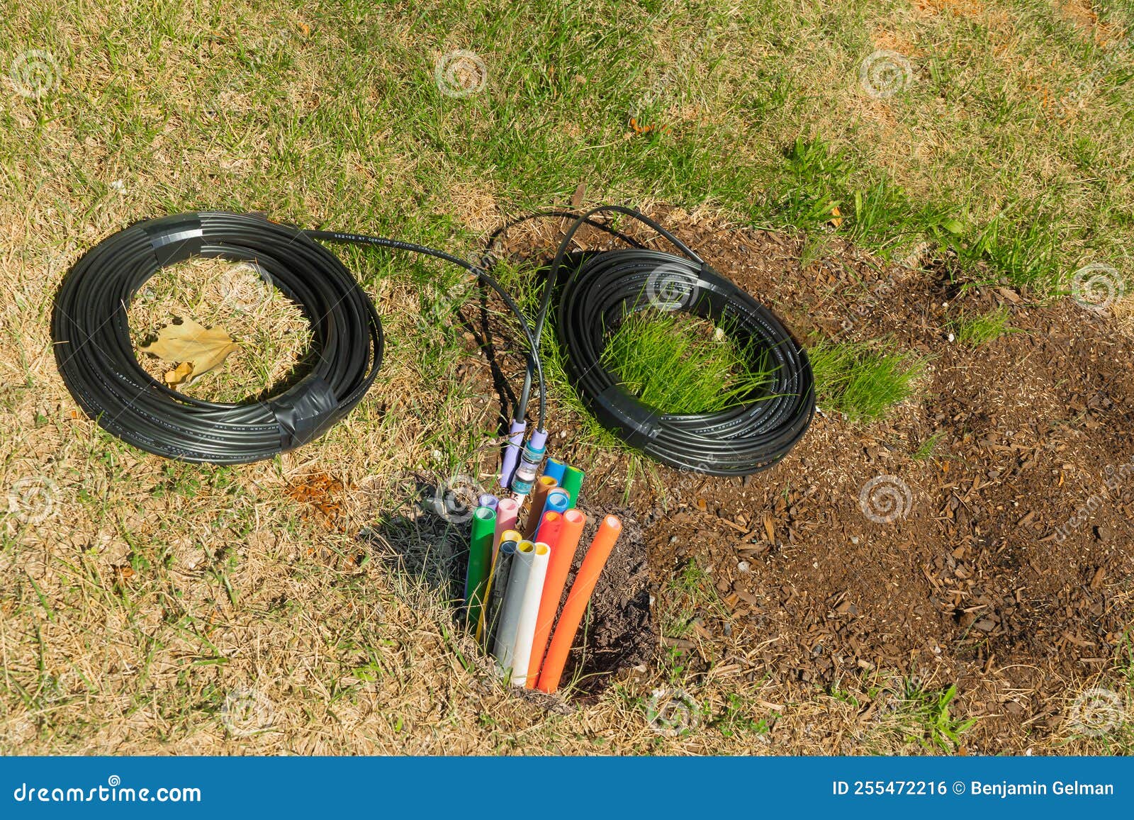 Cables with Optical Fiber for the Internet Laid Underground Stock Photo ...