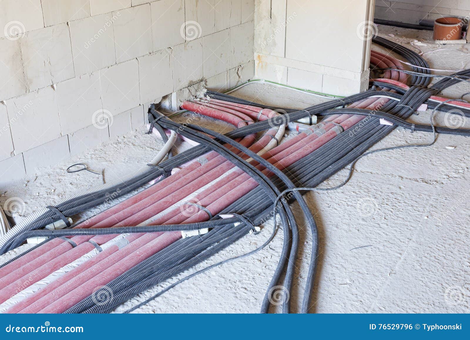 Cables and Pipes in a New House Stock Photo - Image of tubes, equipment ...