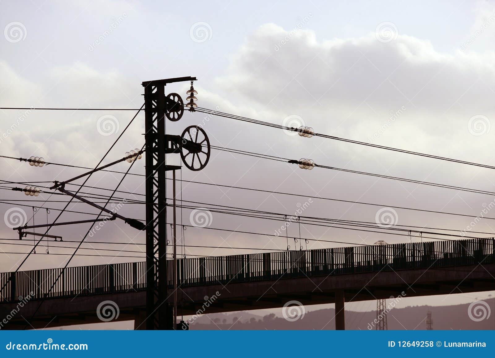 Cables and Pole Tower Electric Train Railway Stock Photo - Image of ...