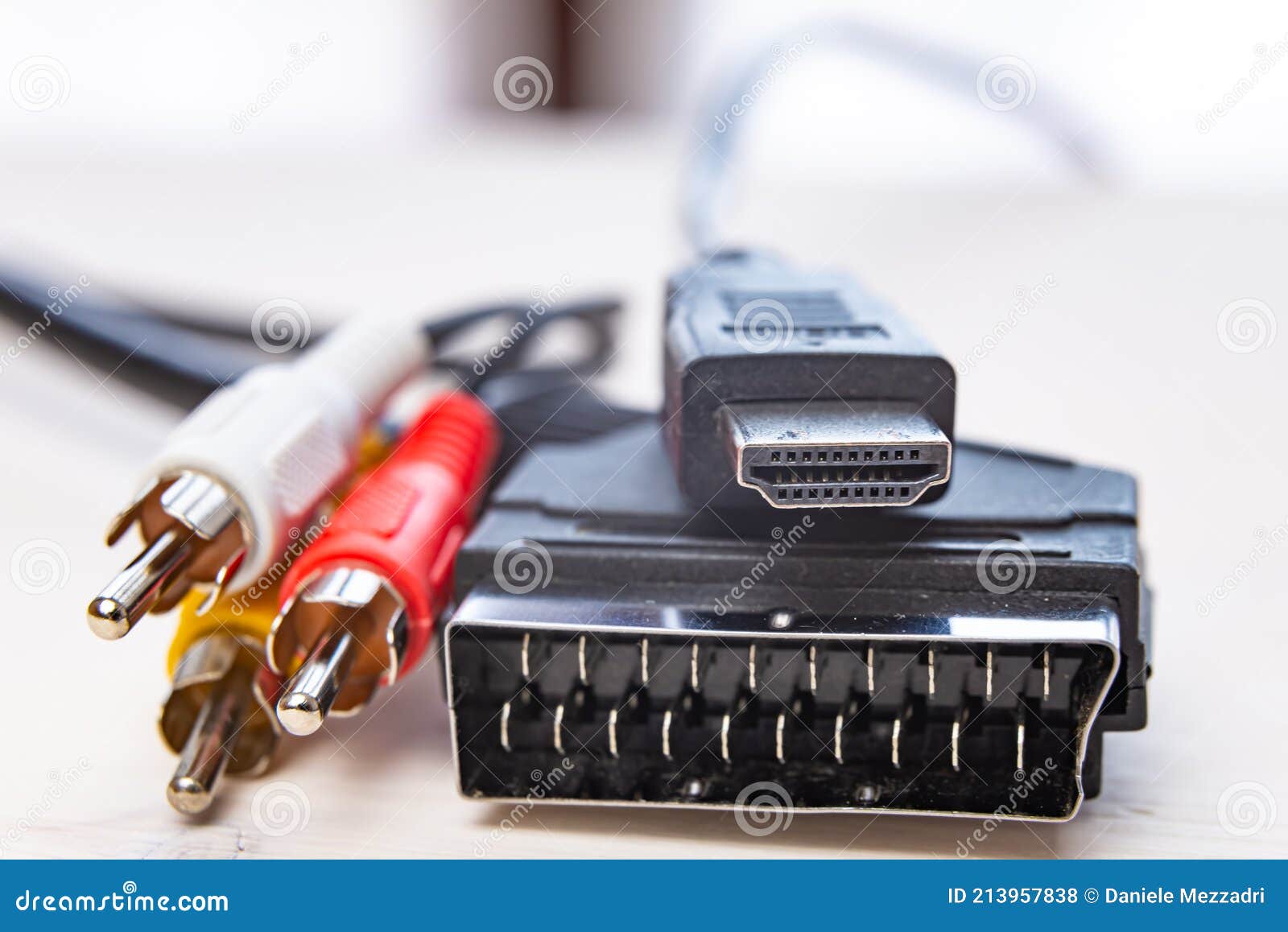 Cables, Scart Socket, Hdmi Plug and Rca Plugs Stock Photo - Image of ...