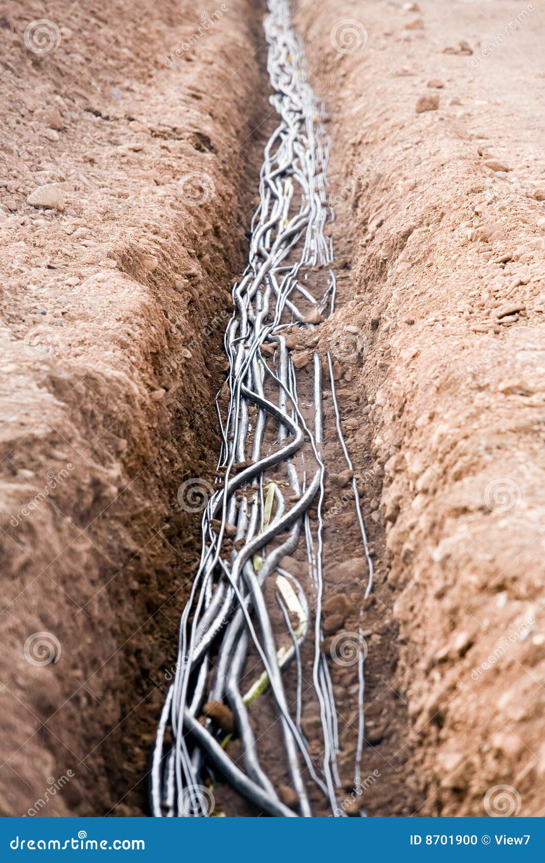 Cables in trench stock photo. Image of outside, distance - 8701900