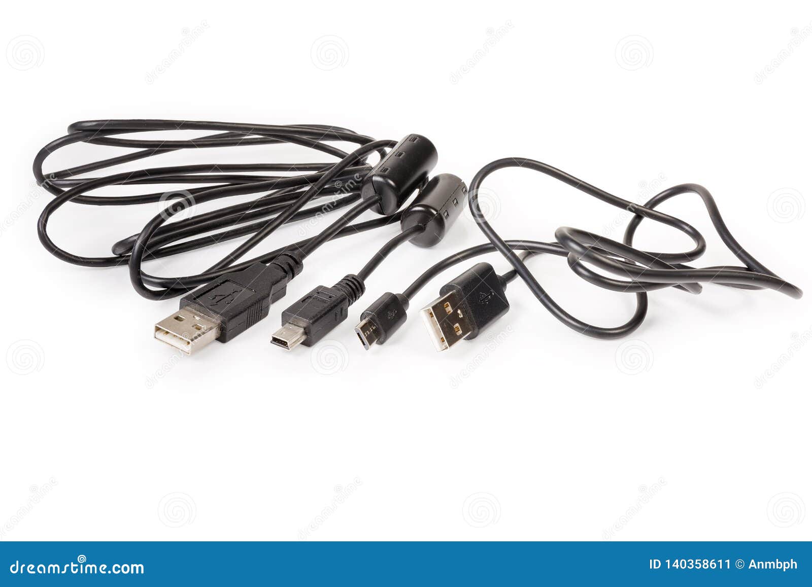 Cables USB To Mini-USB and USB To Micro-USB Stock Image - Image of wire ...