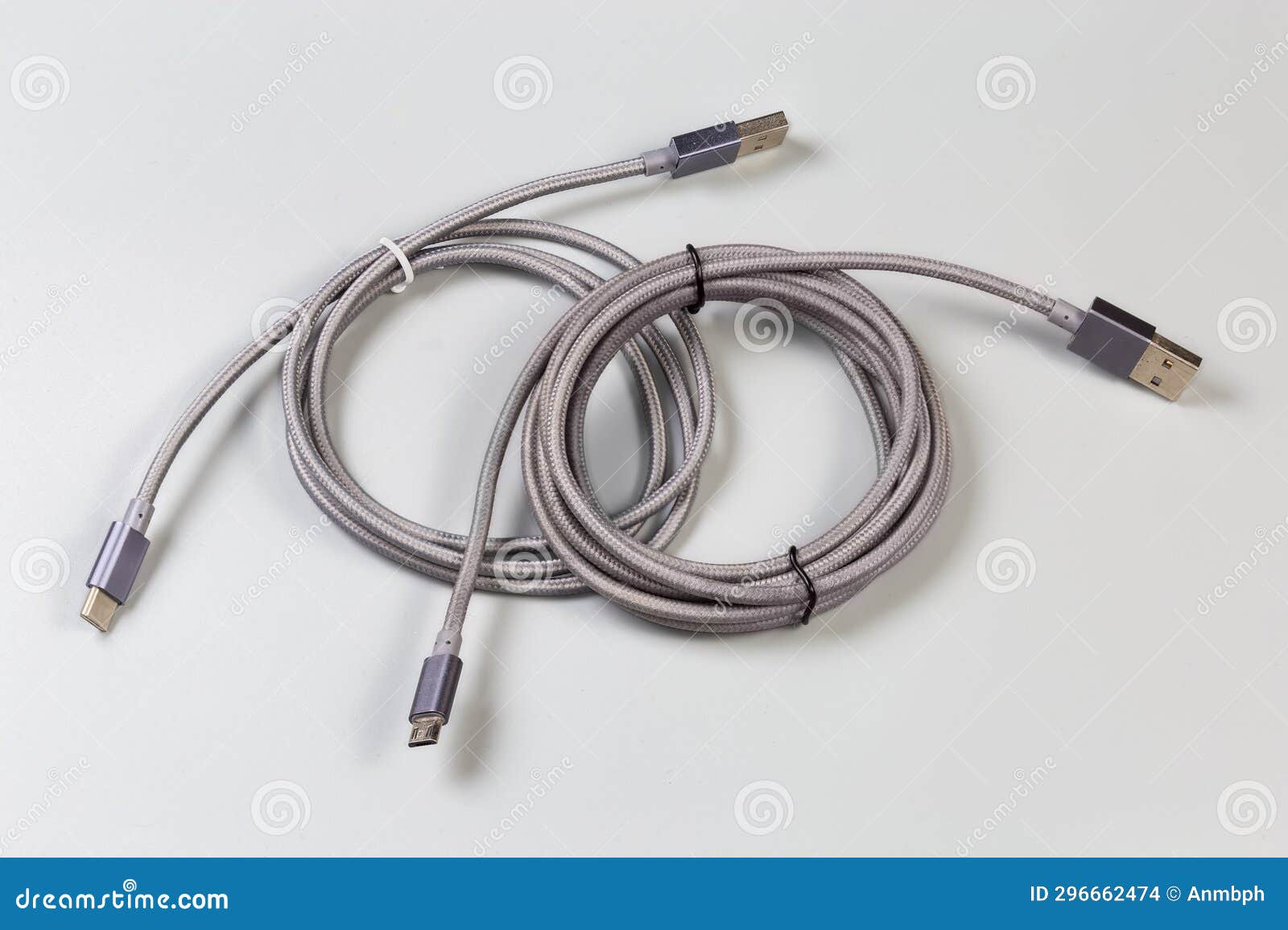 Cables USB Type-a To Type-C and Micro-B Stock Photo - Image of wire ...